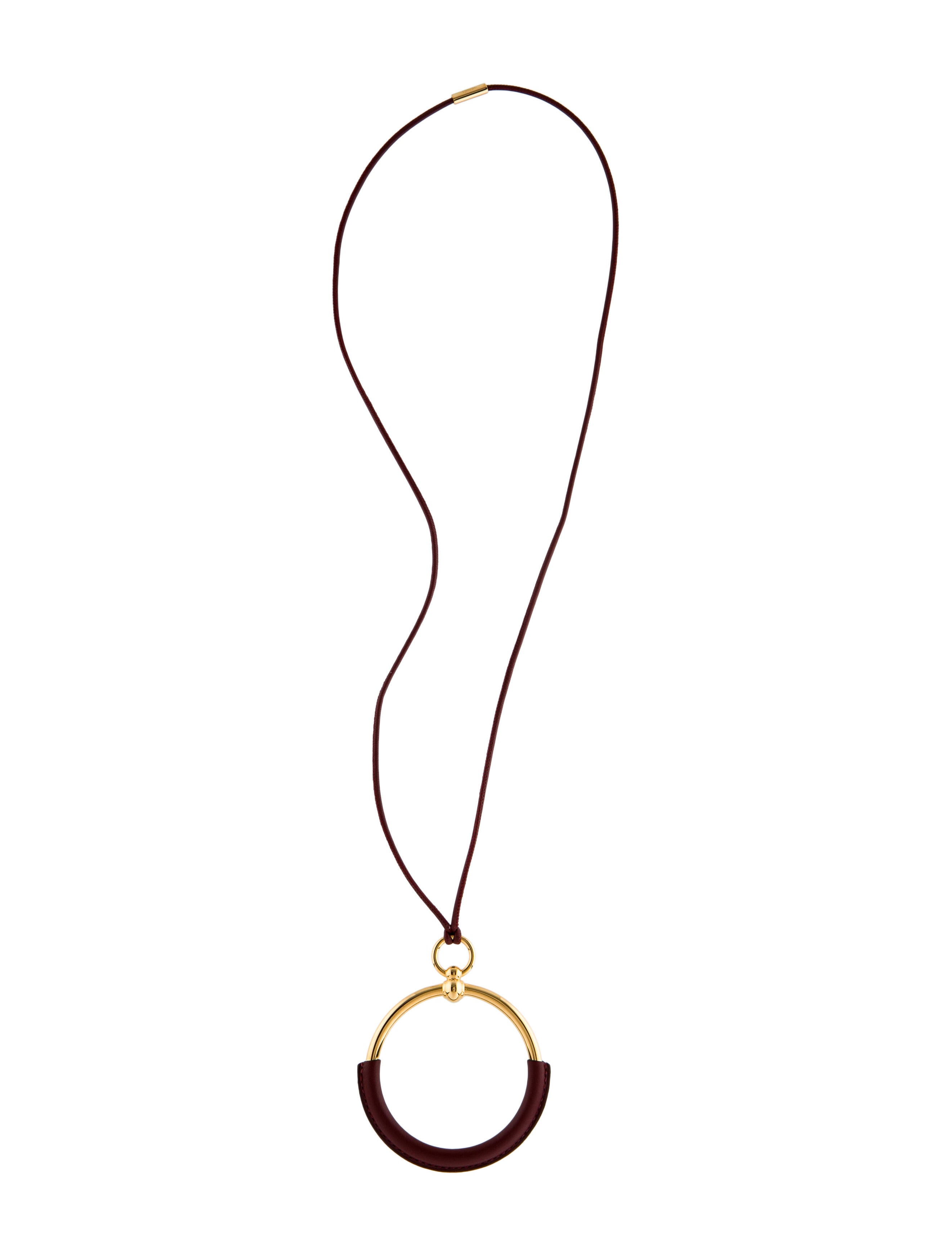 Hermès Loop Pendant Necklace - Red, Gold-Tone Metal Pendant Necklace ...