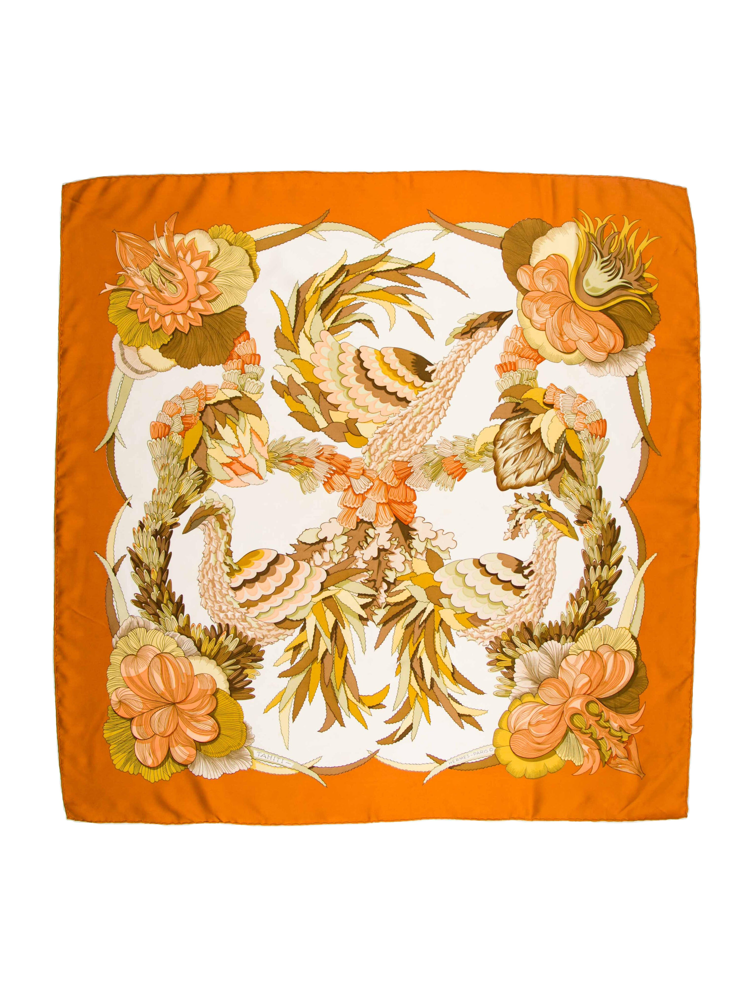Hermès Tahiti Silk Scarf - Orange Scarves and Shawls, Accessories ...
