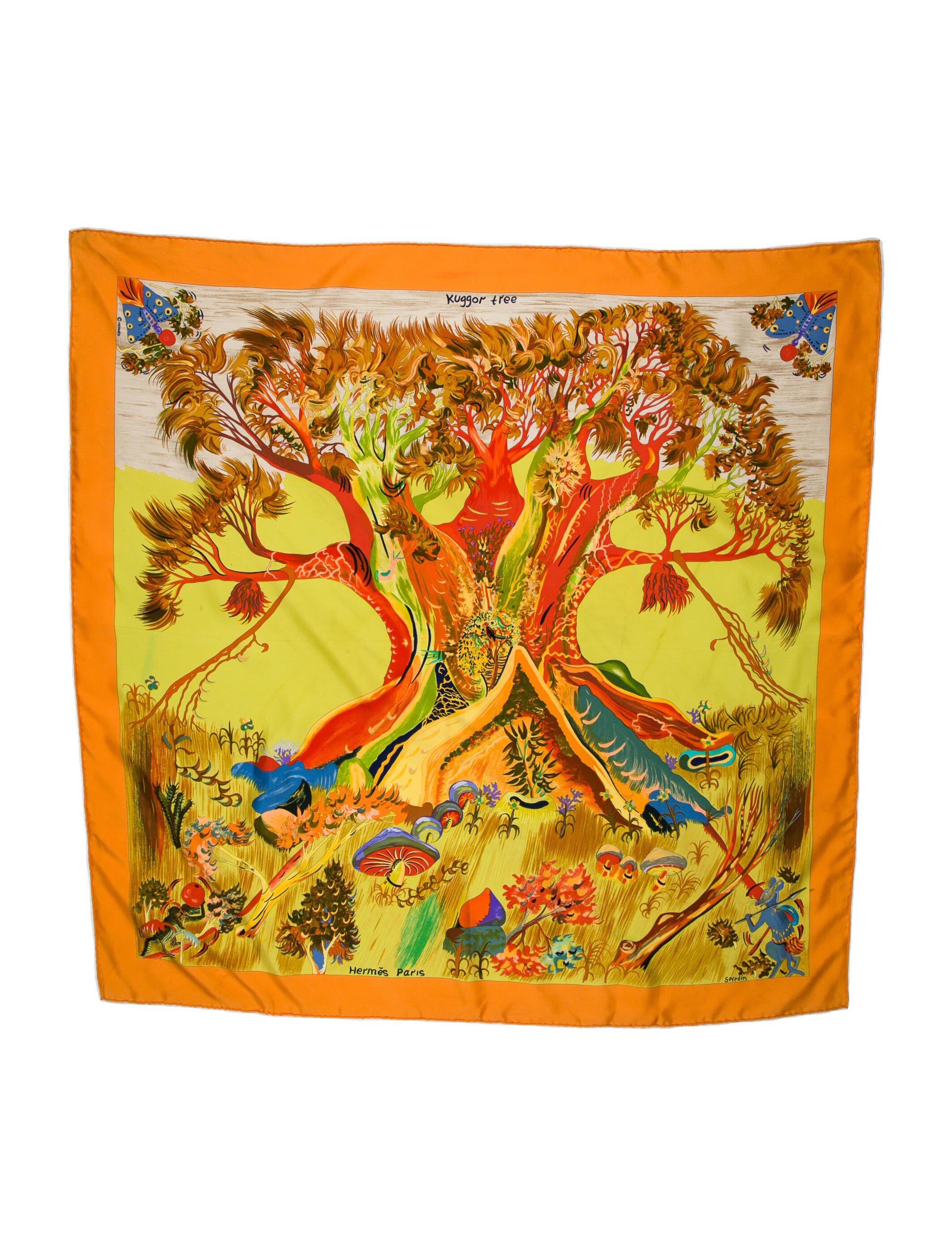 Hermès Kuggor Tree Scarf - Orange Scarves and Shawls, Accessories ...