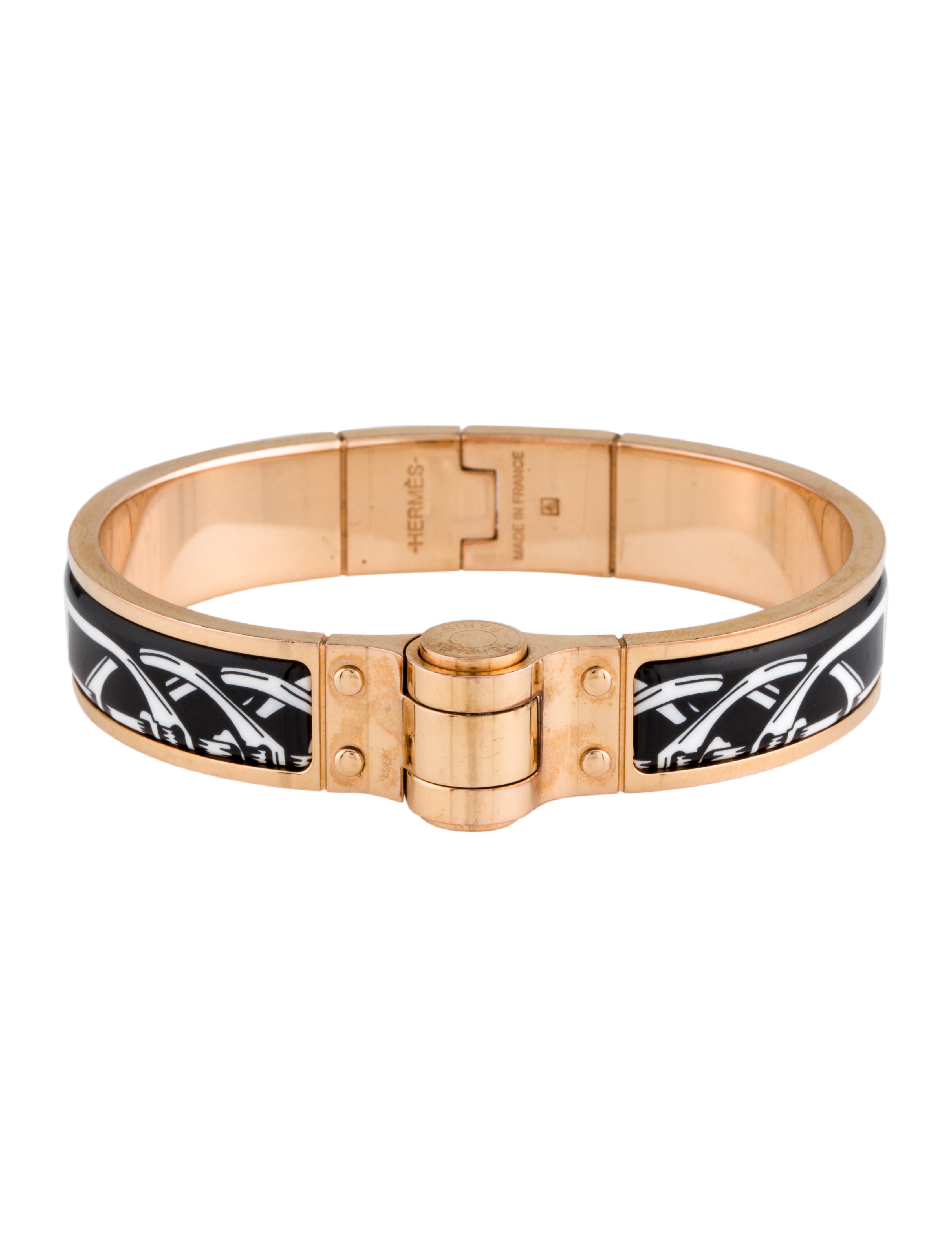 Hermès Enamel Reactions En Chaines Bangle Bracelet - Black, 18K Yellow ...