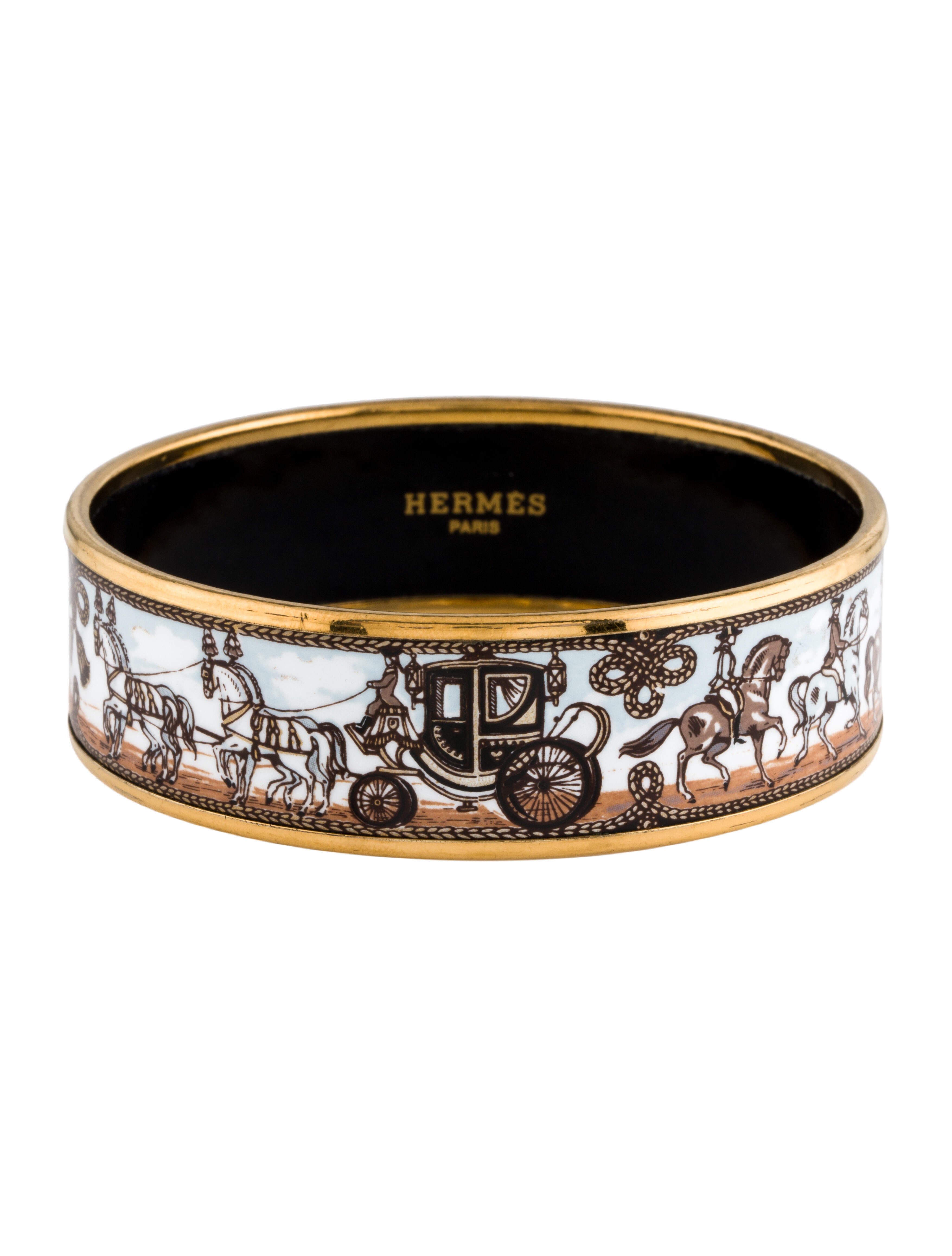 Hermès Enamel Reactions En Chaines Bangle Bracelet - Black, 18K Yellow ...