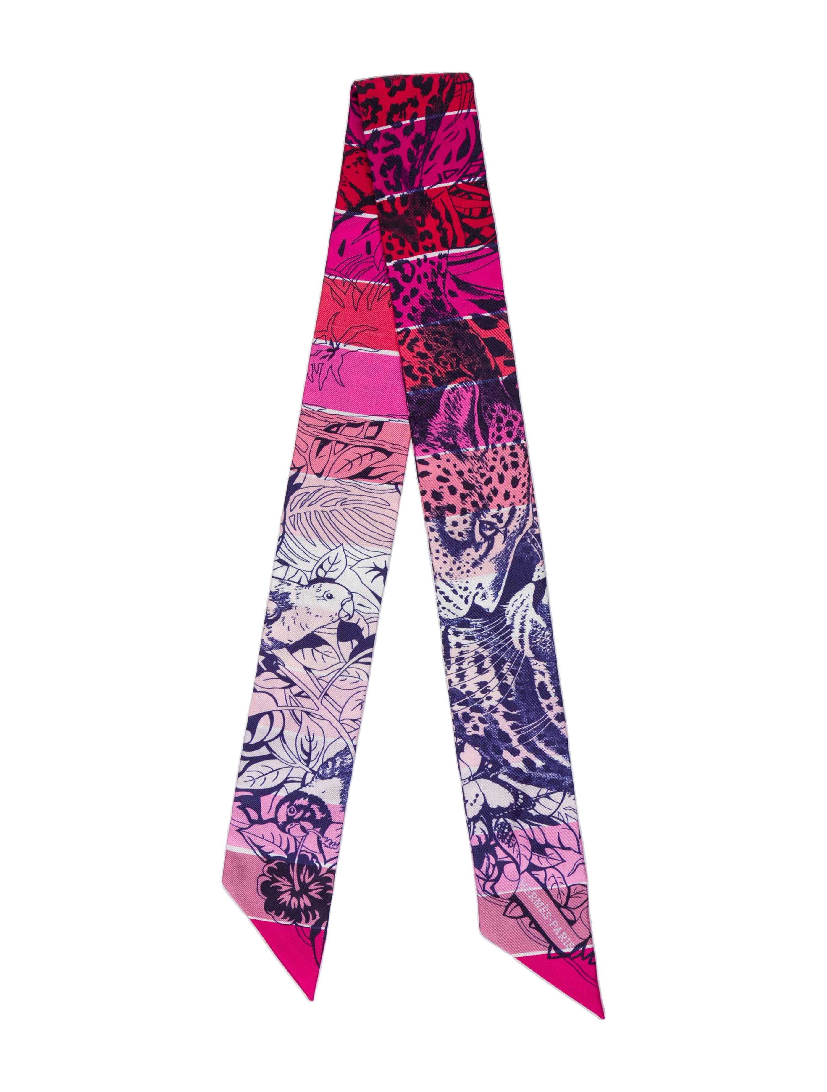 Hermès Jungle Love Silk Twilly Scarf w/ Tags - Blue Scarves and Shawls ...