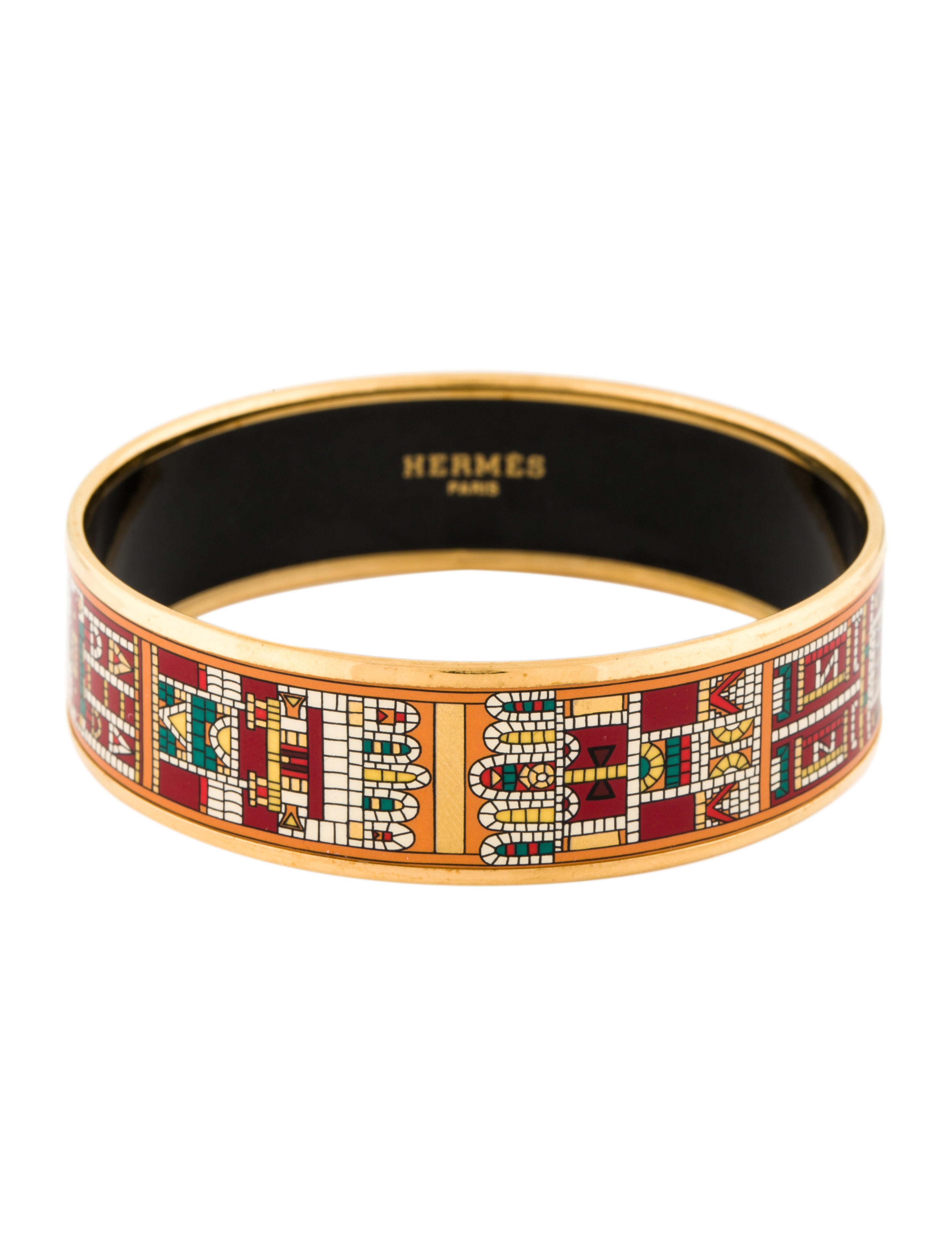 Hermès Narrow Enamel Bangle - 18K Yellow Gold-Plated Bangle, Bracelets ...