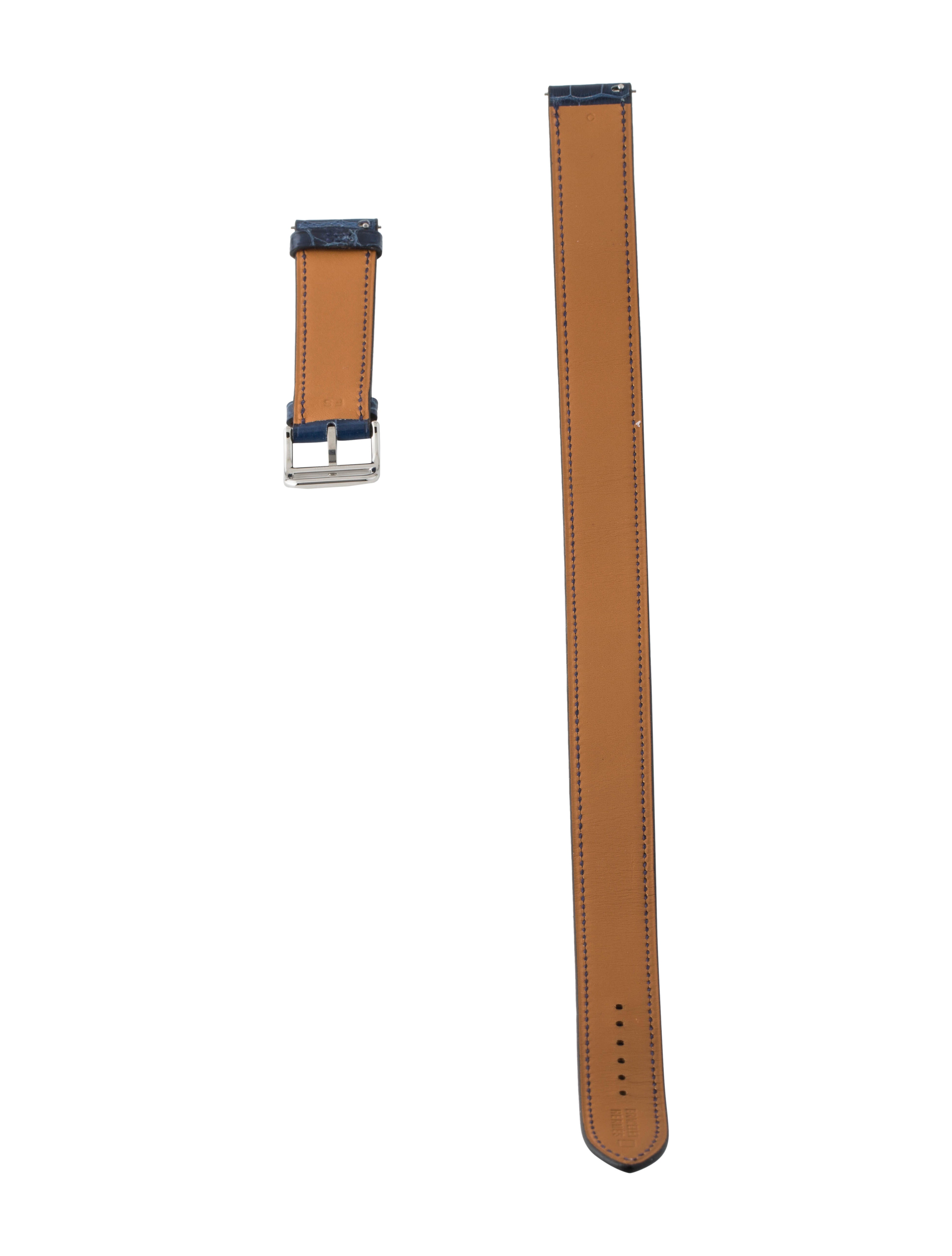 Hermès 19mm Double Tour Alligator Watch Strap - Blue - HER514657 | The ...