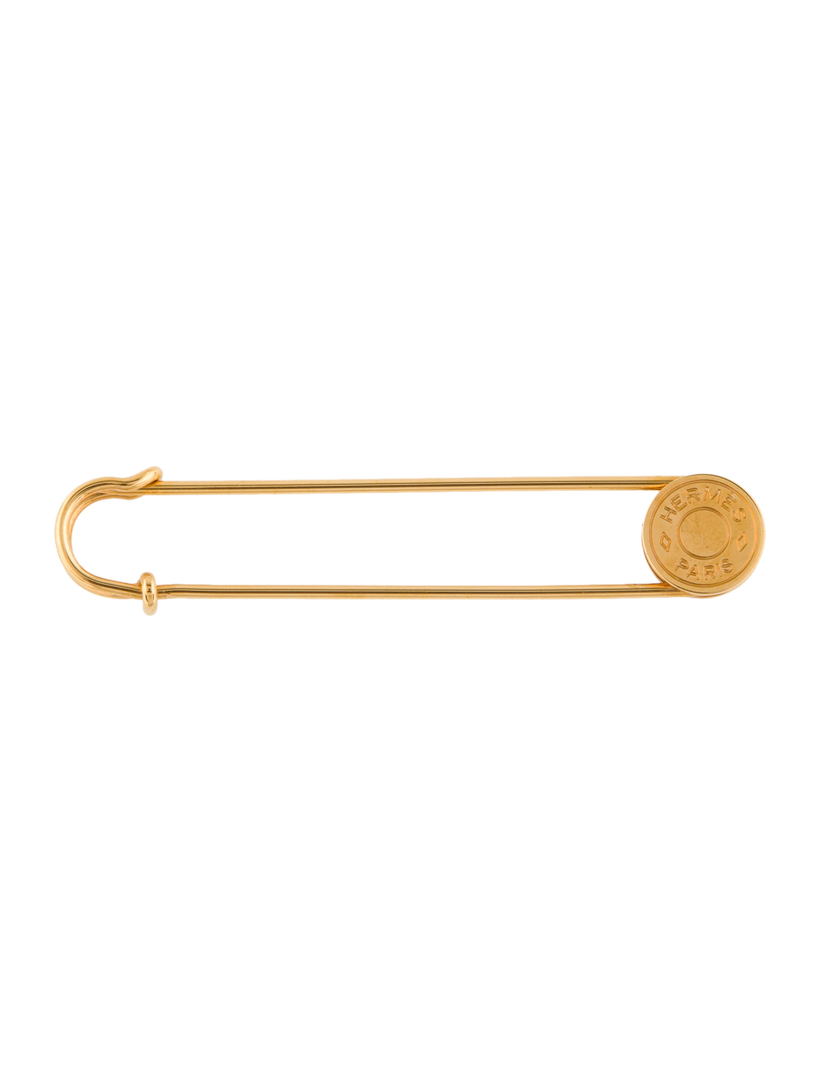 Hermès Clou de Selle Safety Pin Brooch - 18K Yellow Gold-Plated Pin ...