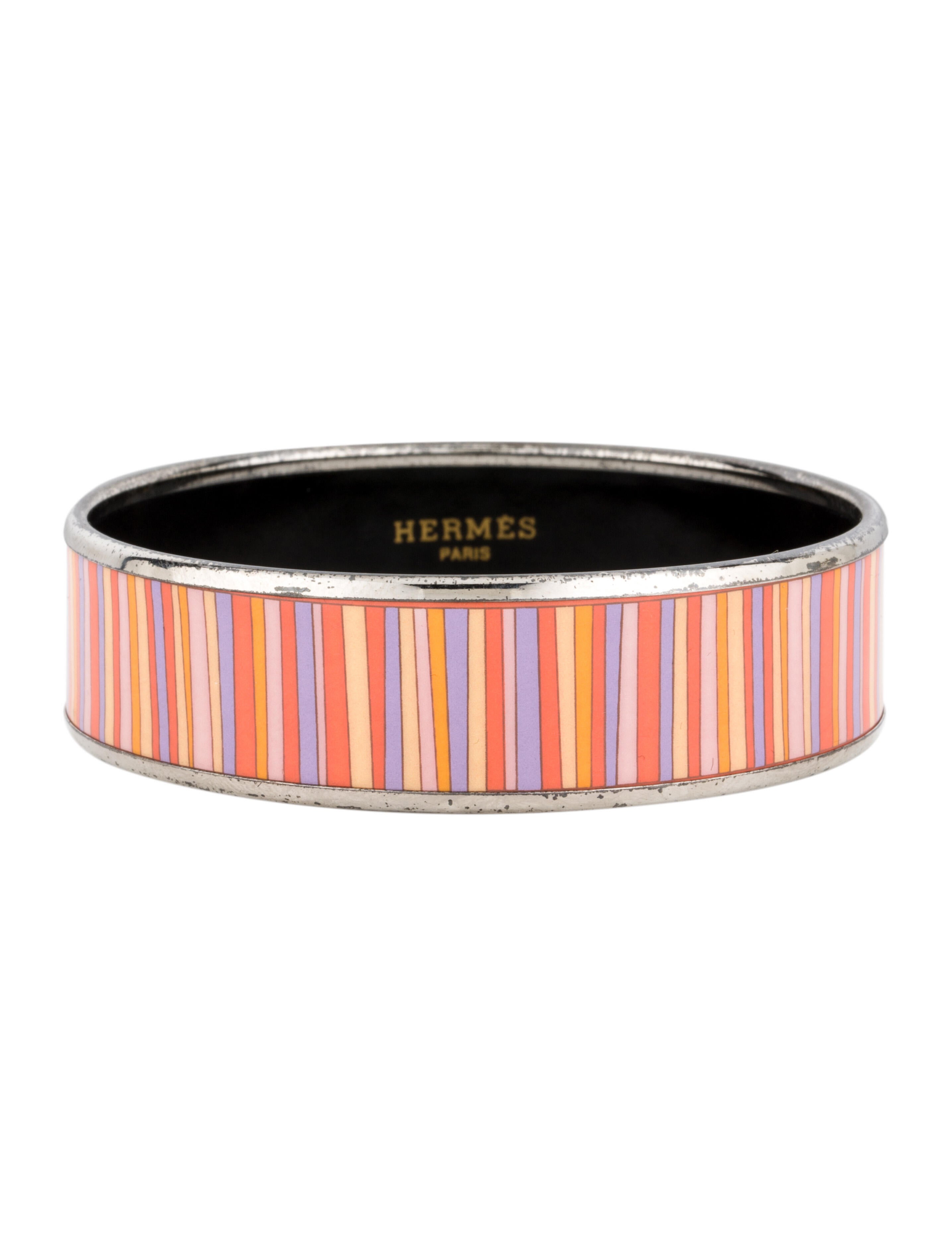 Hermès Wide Enamel Bangle - Red, Palladium-Plated Bangle, Bracelets ...