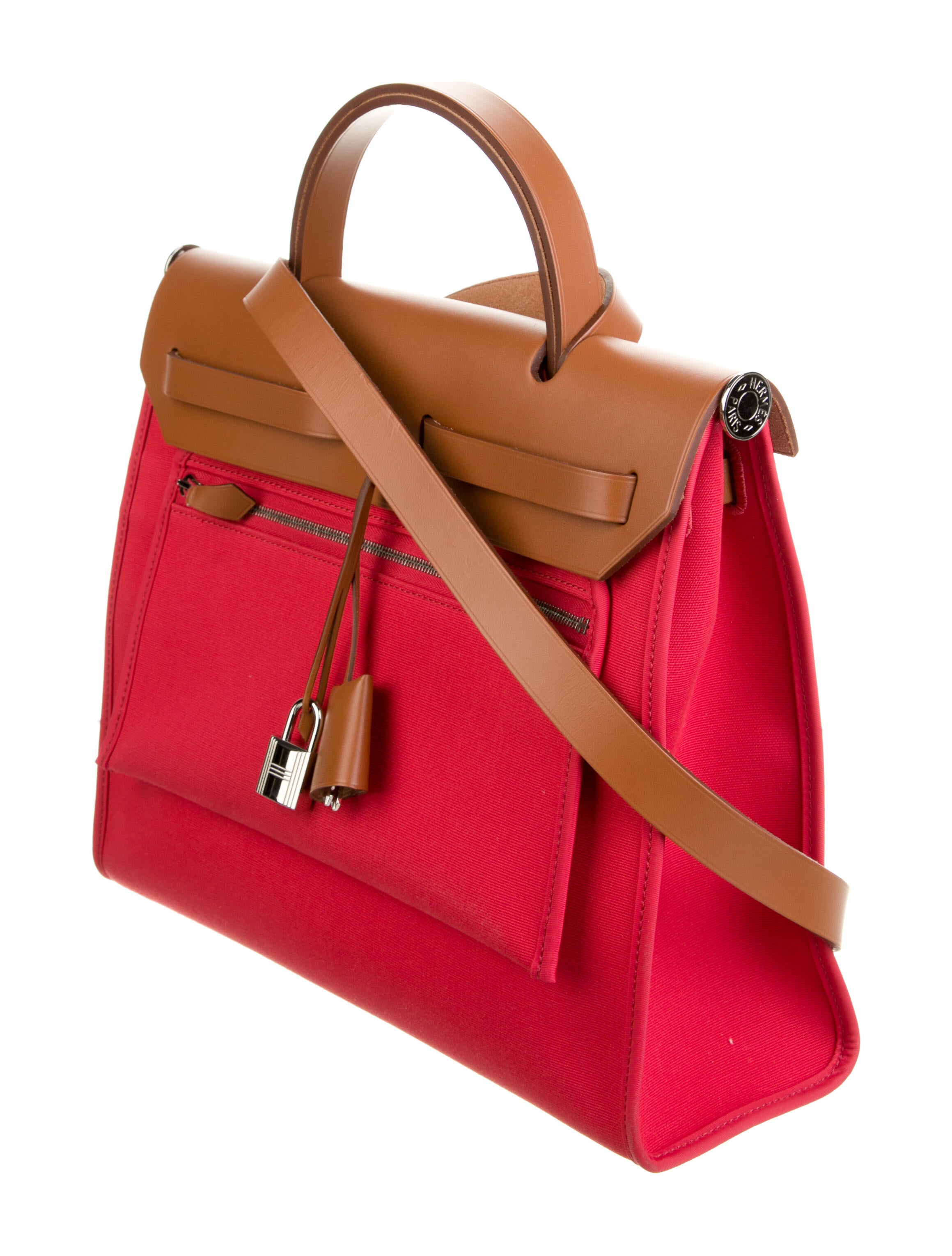 Hermès Toile & Vache Hunter Herbag Zip Retourne 31 - Red Shoulder Bags ...