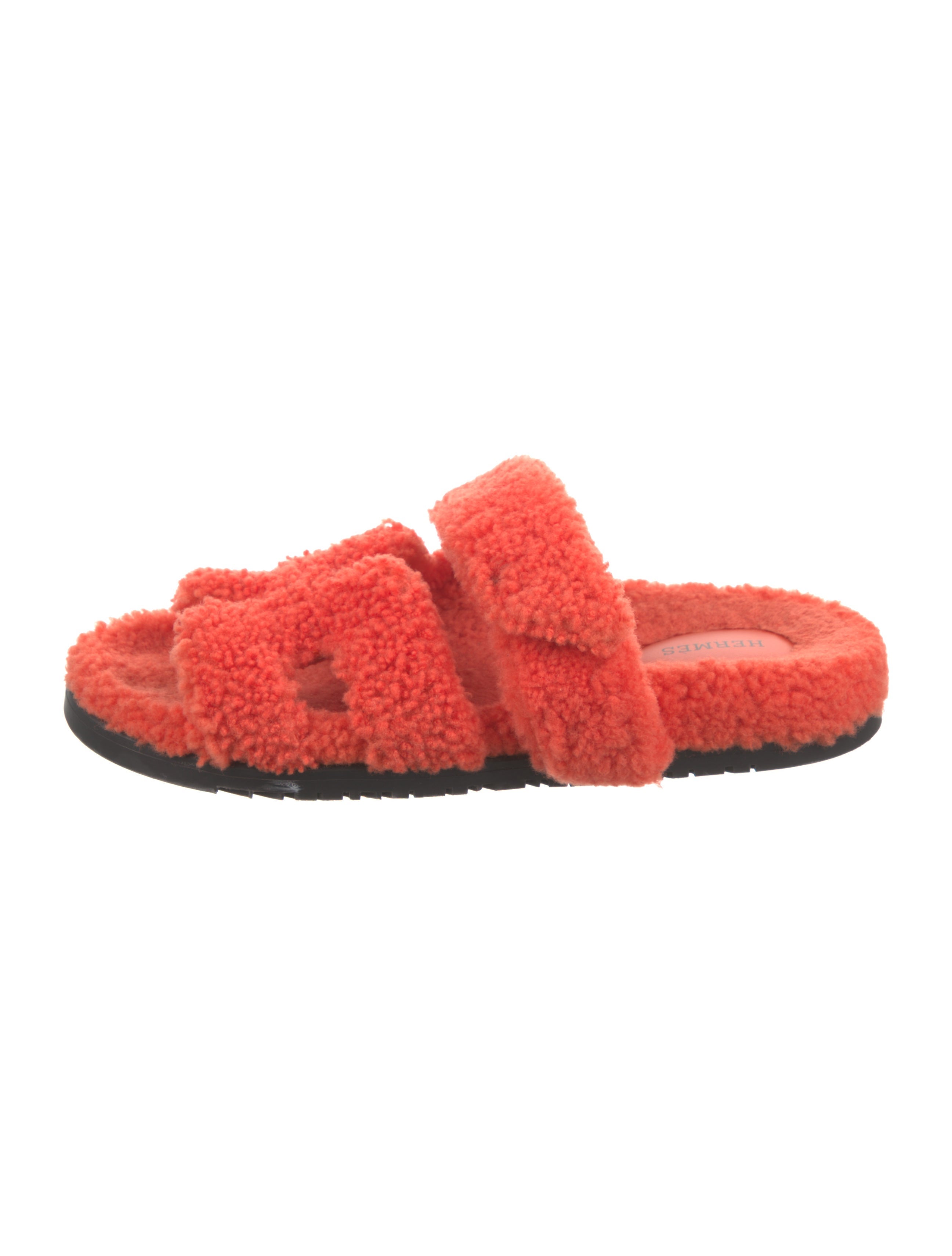 Hermès Chypre Shearling Slides Shearling Slides - Orange Sandals, Shoes ...