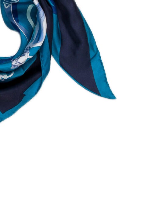 Hermès Tout en Carré Silk Triangle Scarf - Blue Scarves and Shawls ...