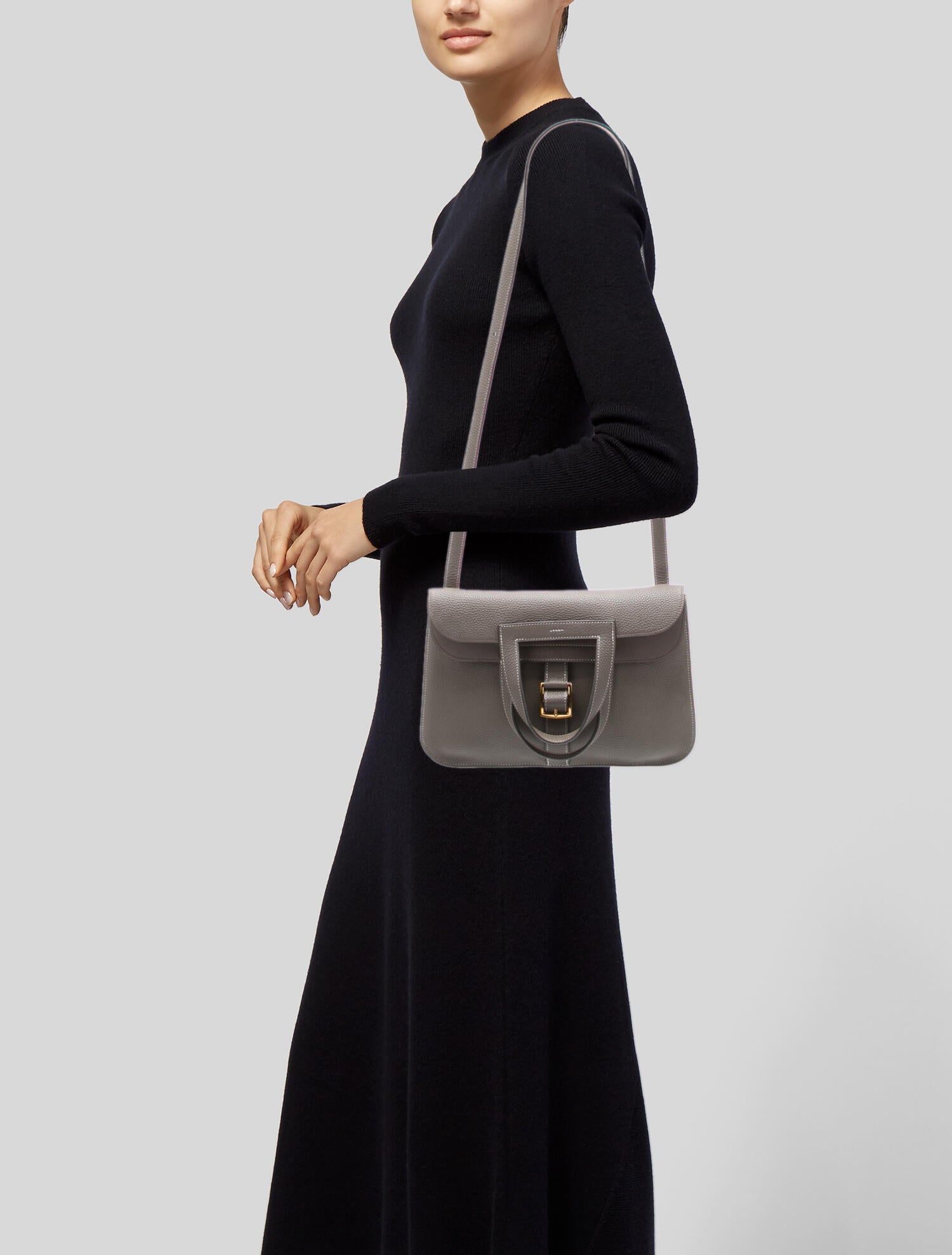 Hermès Clemence Halzan 31 - Grey Shoulder Bags, Handbags - HER548603 ...