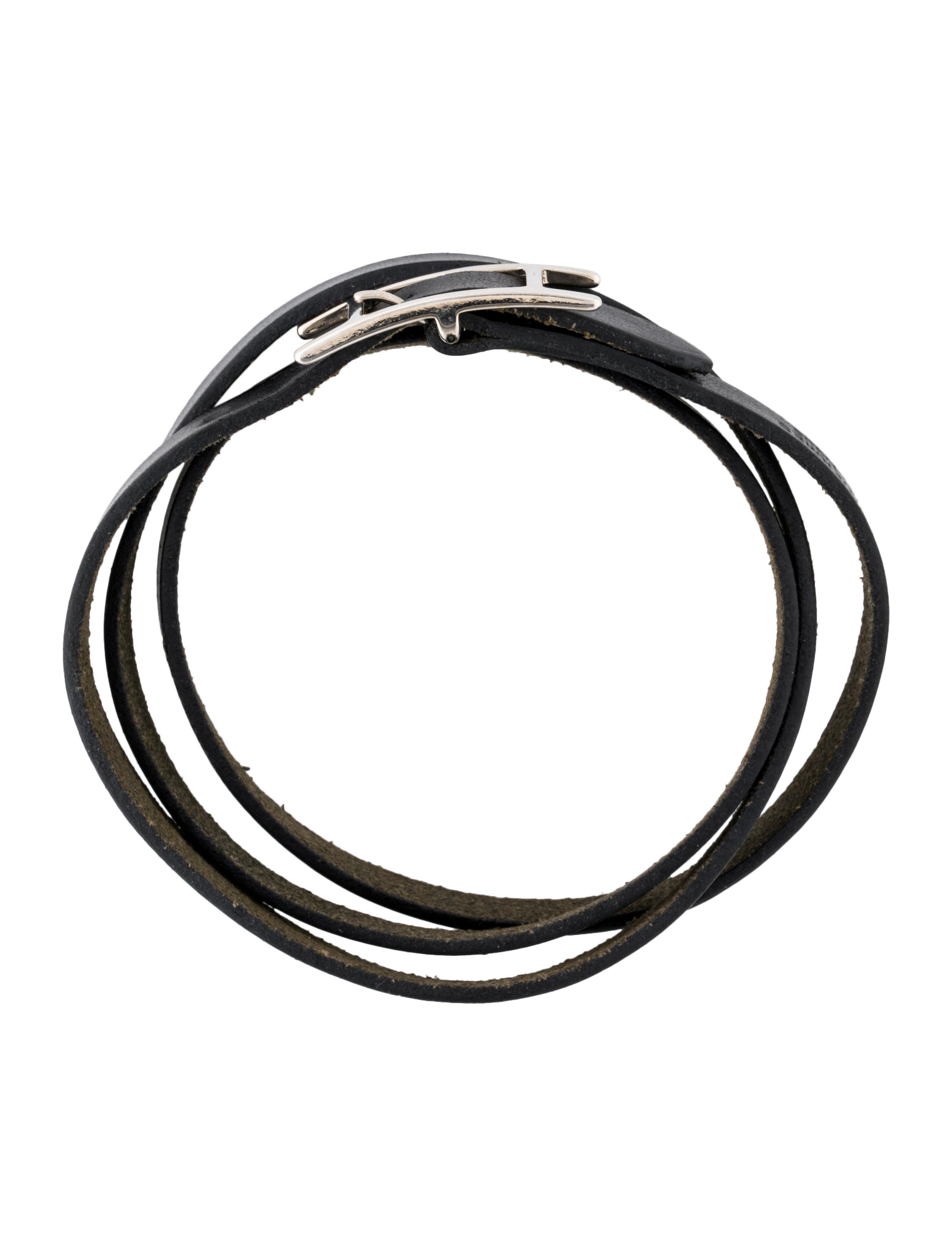 Hermès Hapi 3 Wrap Bracelet - Black, Palladium-Plated Wrap, Bracelets ...