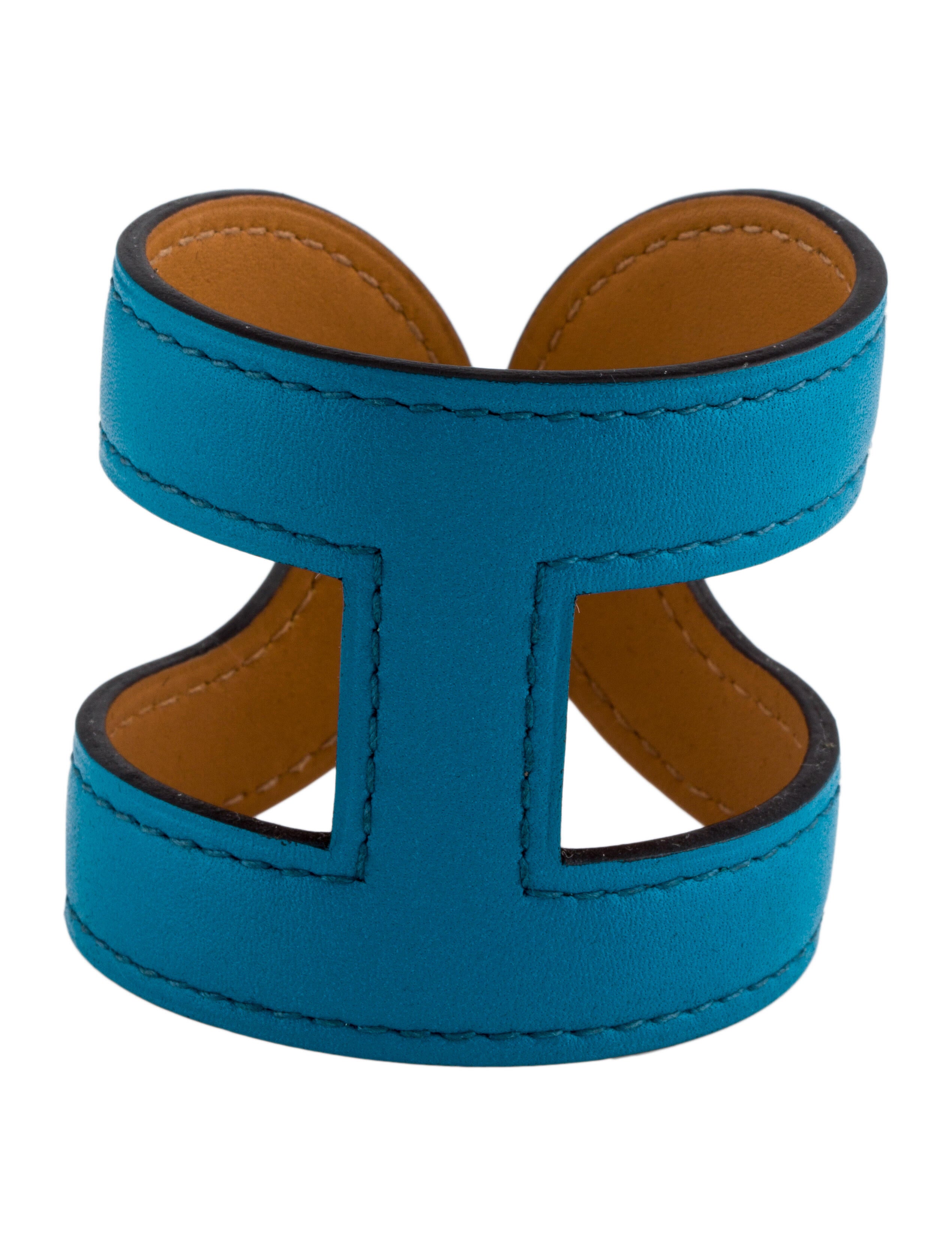 Hermès Leather Ano Cuff Bracelet - Blue Cuff, Bracelets - HER553607 ...