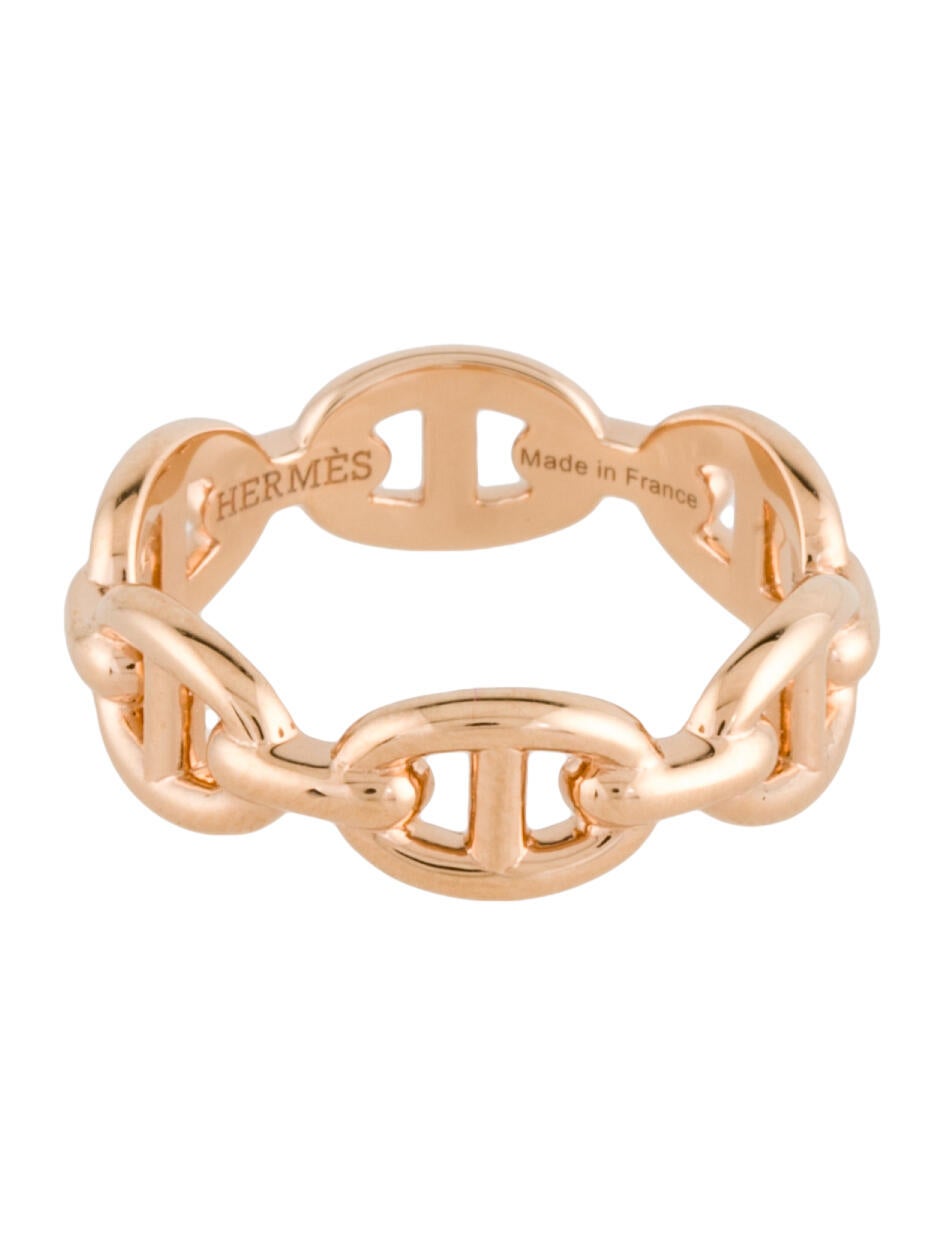 Hermès 18K Chain D'Ancre Enchainee Ring - 18K Rose Gold Band, Rings ...