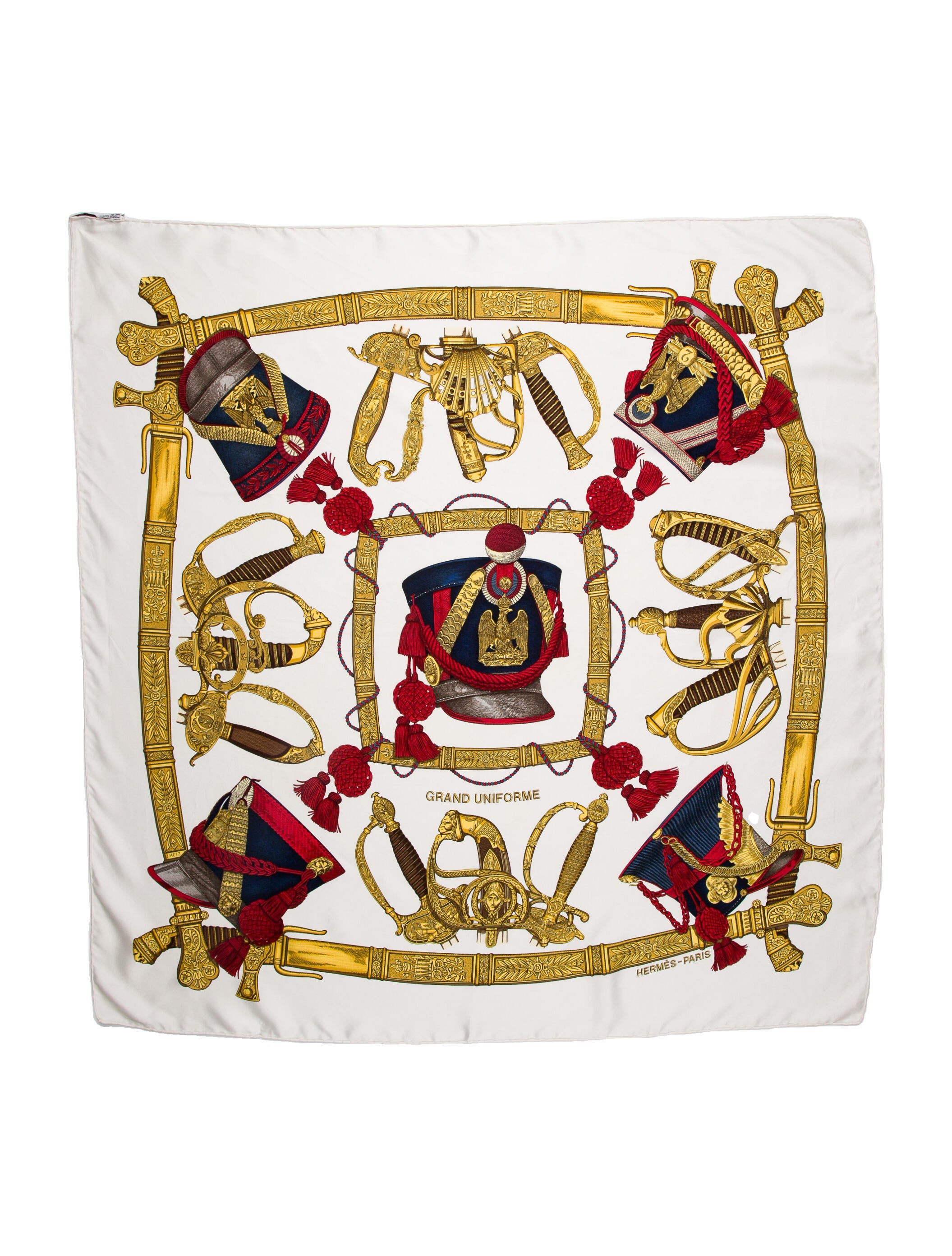 Hermès Grand Uniforme Vintage Scarf - White Scarves and Shawls ...