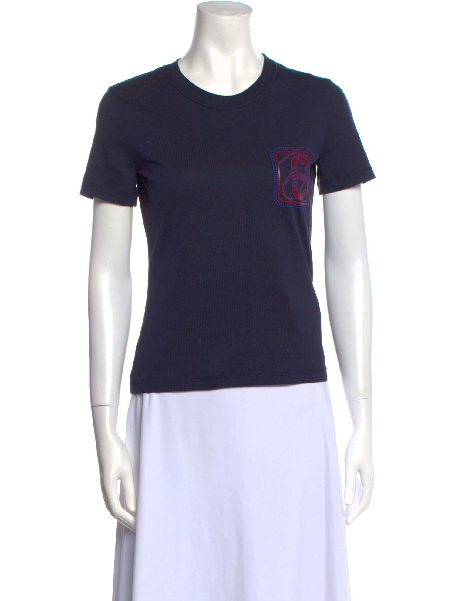 Hermès Graphic Print Crew Neck T-Shirt w/ Tags - Blue Tops, Clothing ...