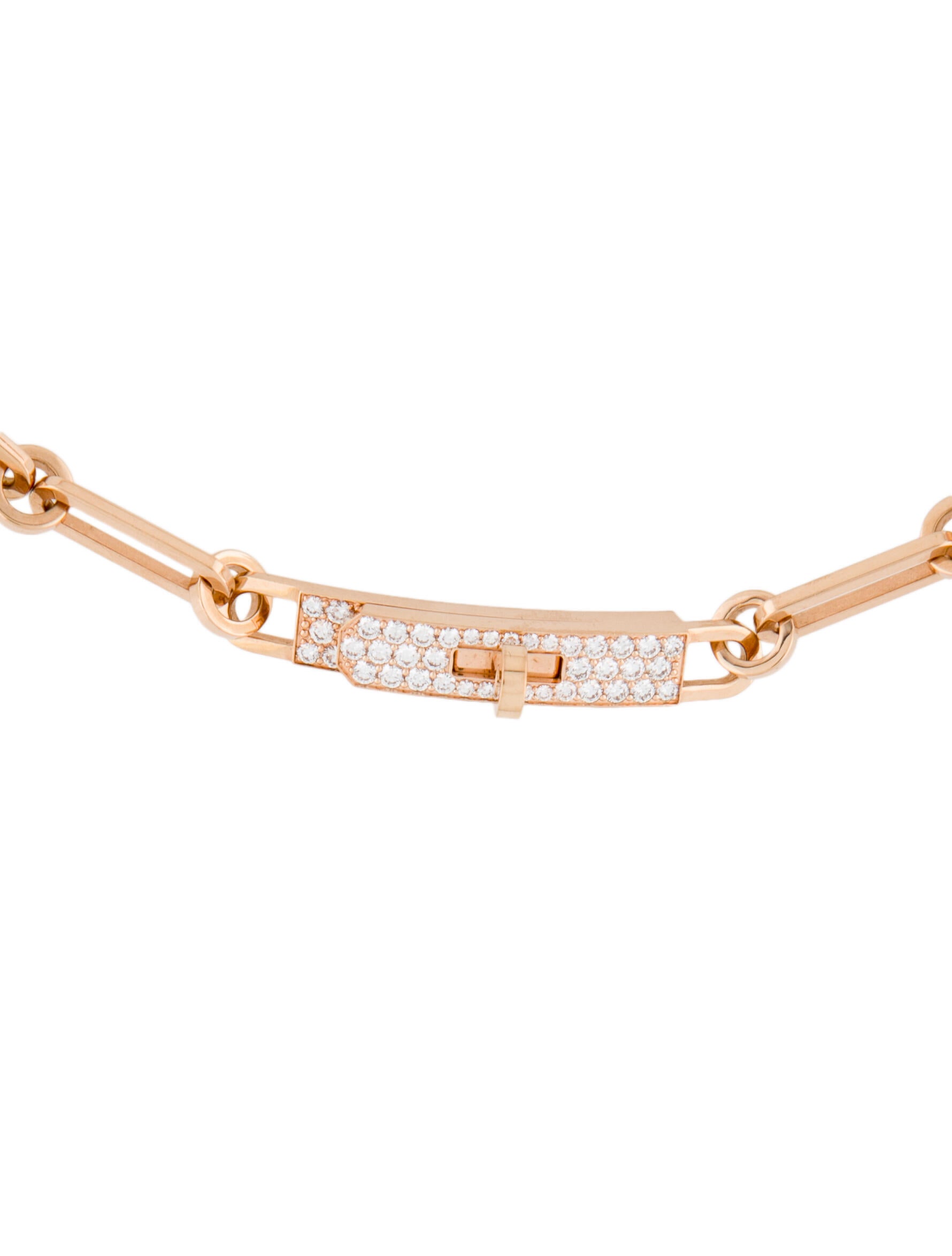 Hermès 18K Diamond Small Kelly Chaine Choker Necklace - Choker ...