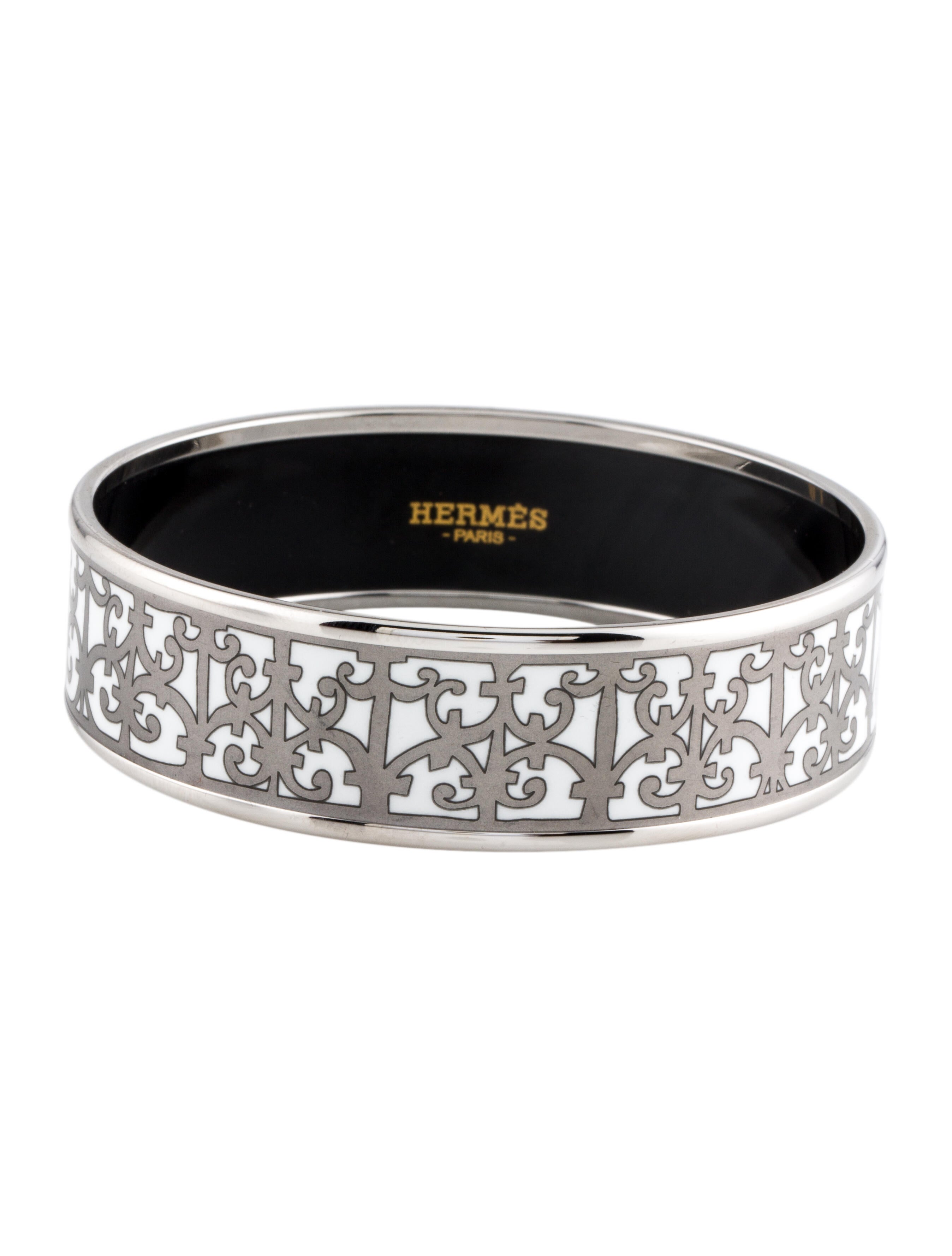 Hermès Brazil Wide Enamel Bangle - Palladium-Plated Bangle, Bracelets ...