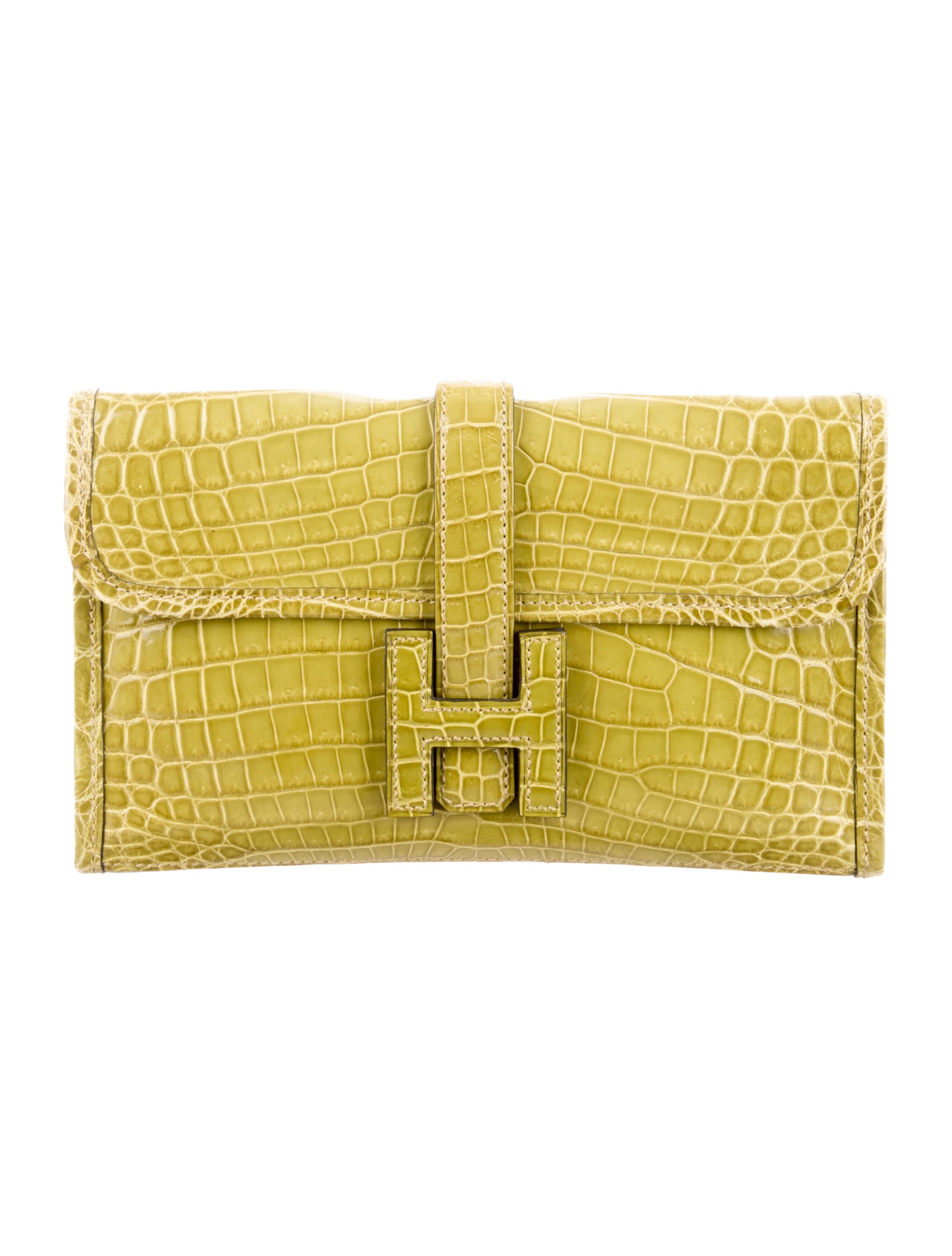 Hermès Mini Niloticus Crocodile Jige Clutch - Green Clutches, Handbags ...
