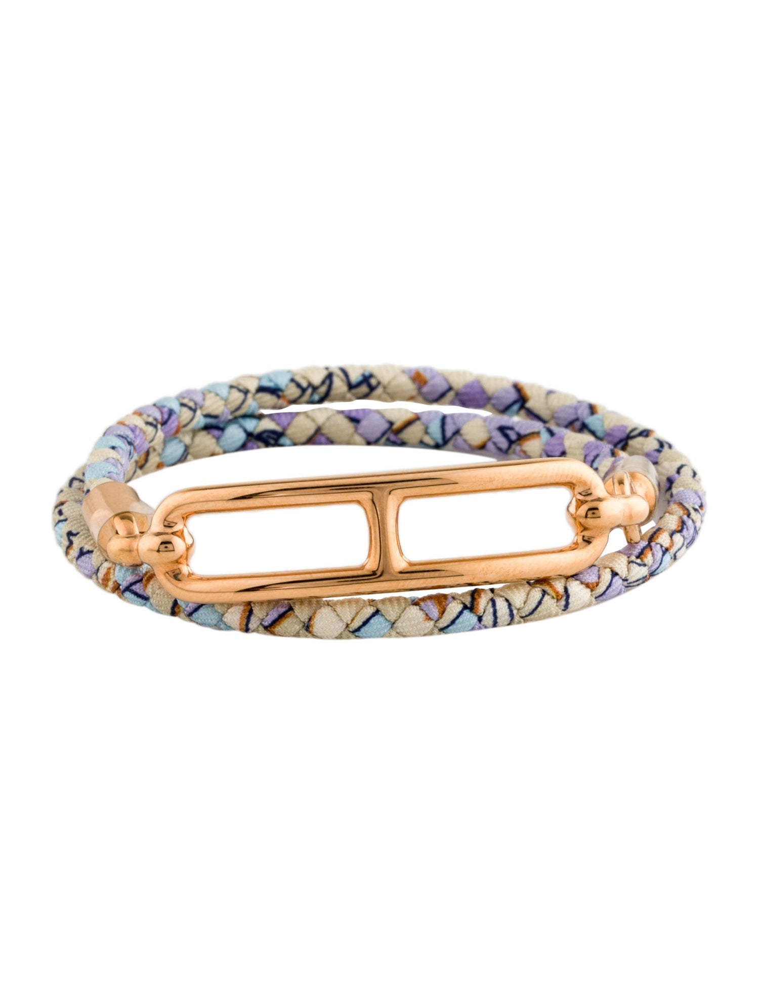 Hermès Roulis Double Tour Bracelet - Blue, 18K Yellow Gold-Plated Wrap ...