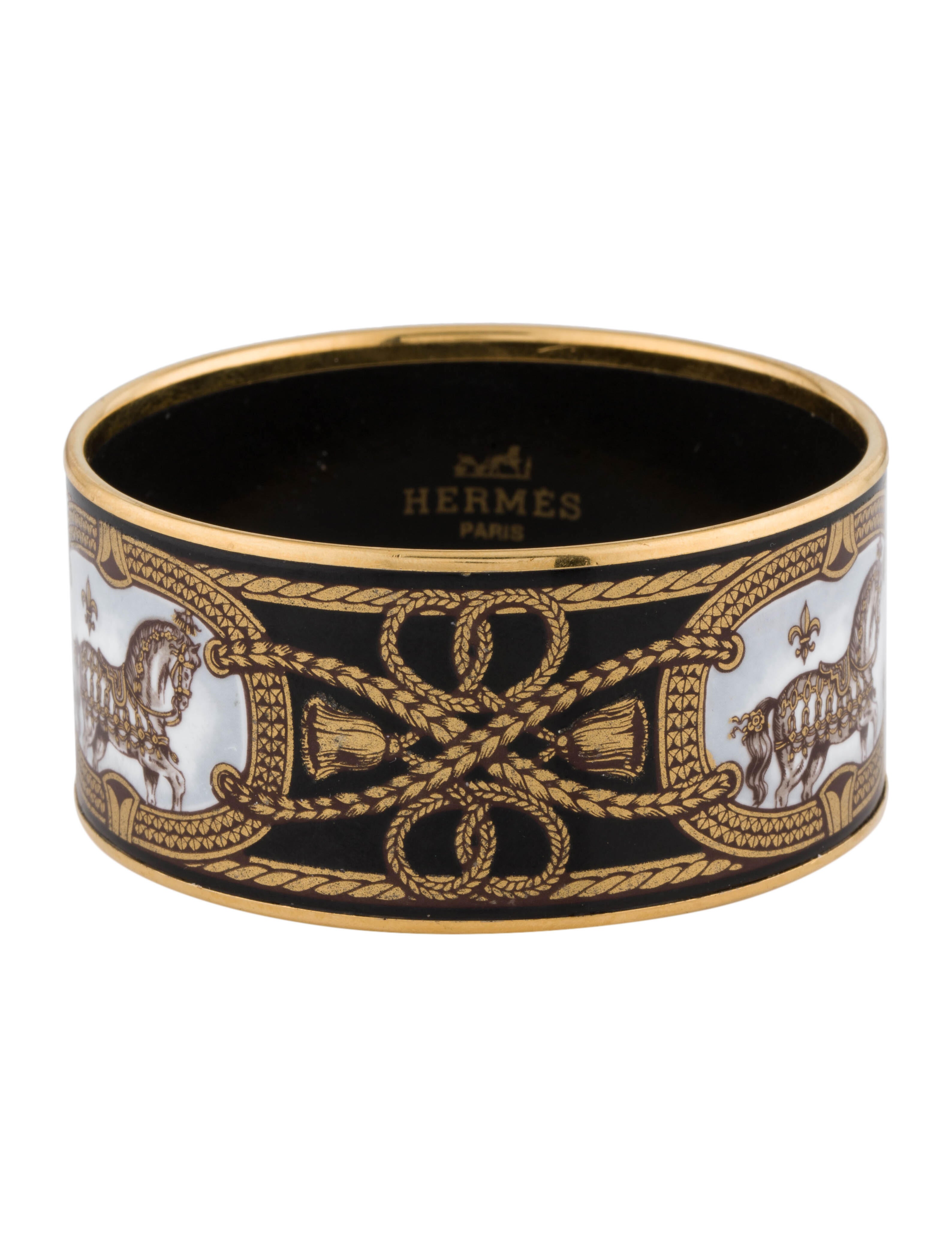 Hermès Narrow Enamel Bangle - Palladium-Plated Bangle, Bracelets ...