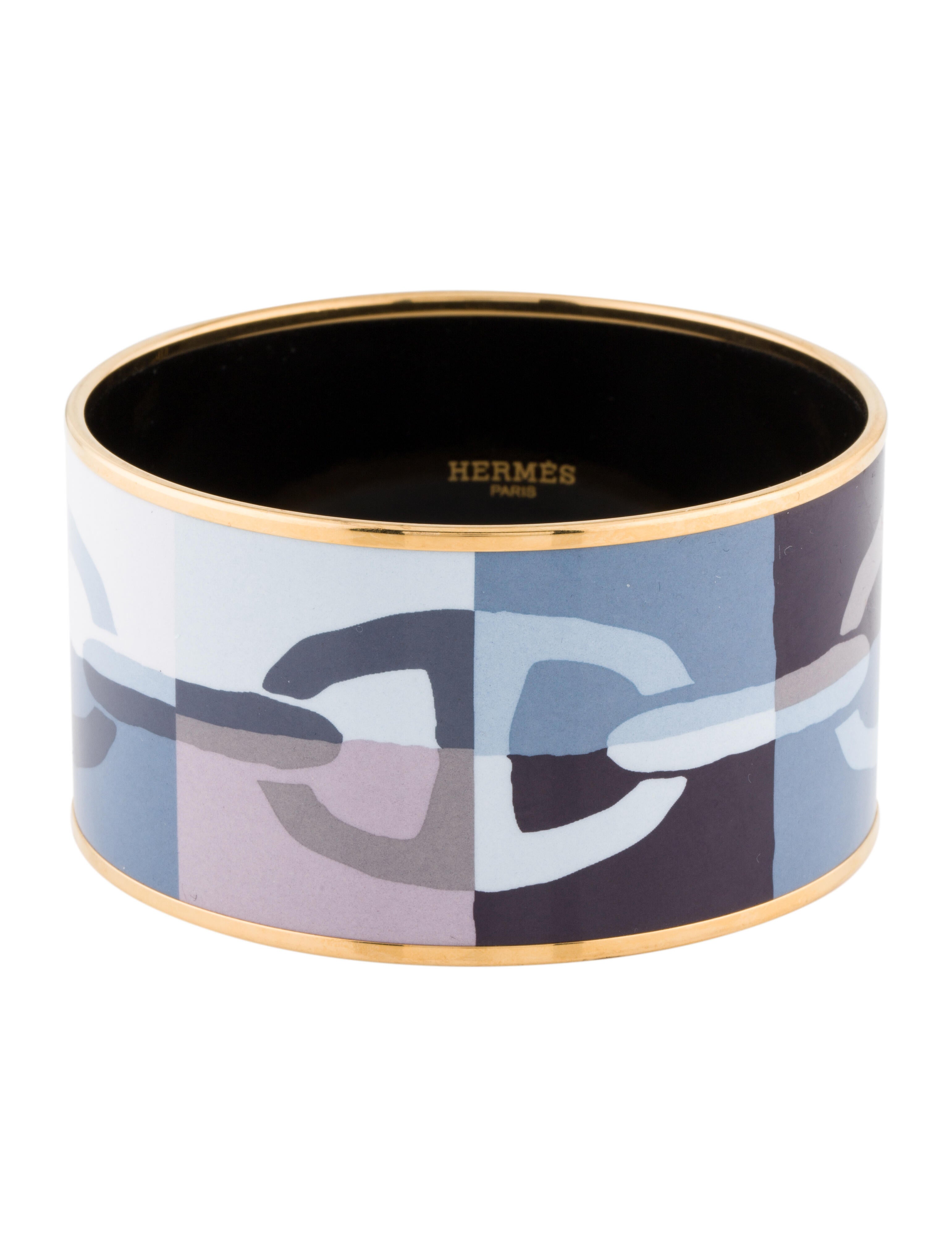 Hermès Wide Enamel Bangle Bracelet - Burgundy, 18K Yellow Gold-Plated ...