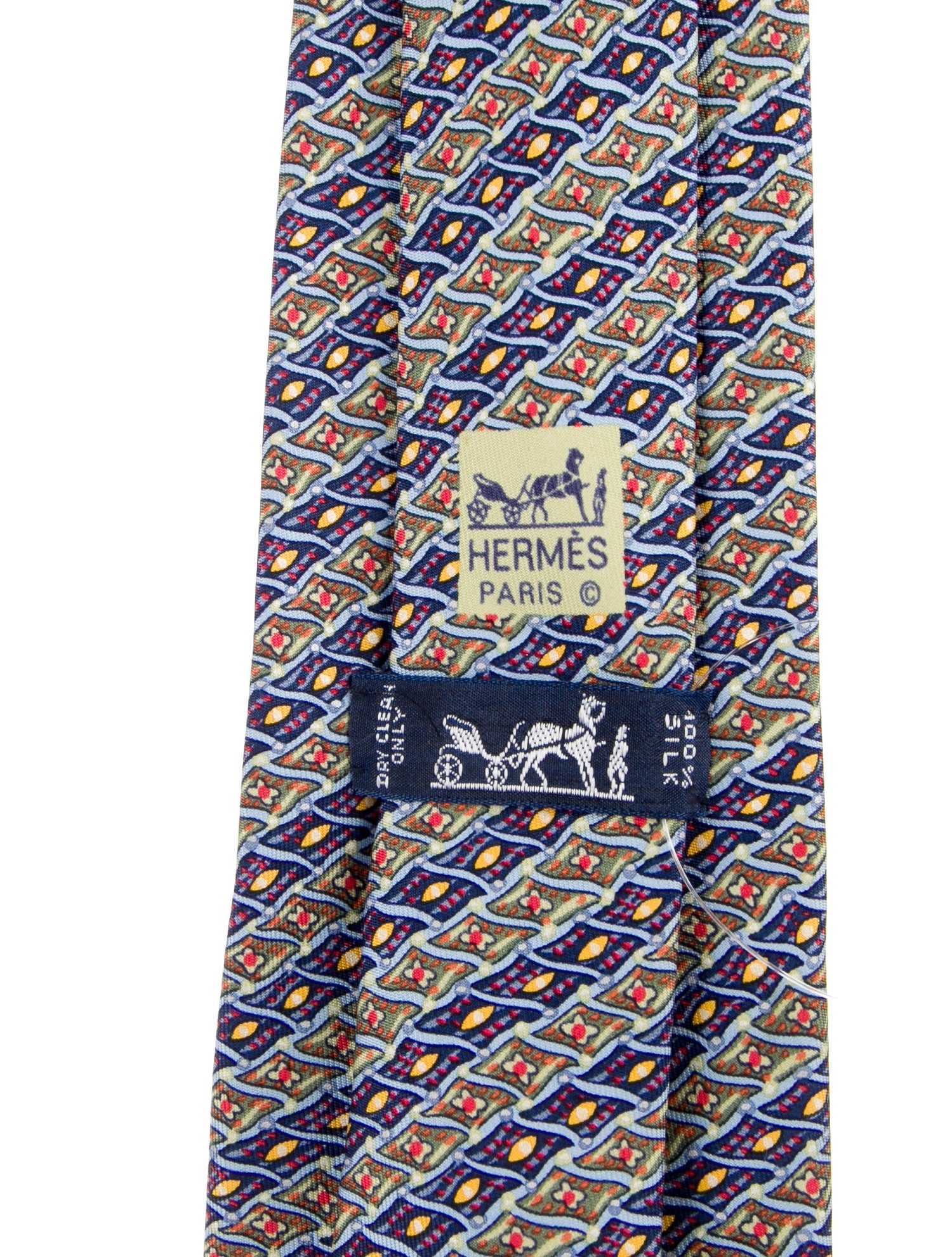 Hermès Pattern Print Silk Tie. - Blue Ties, Suiting Accessories ...