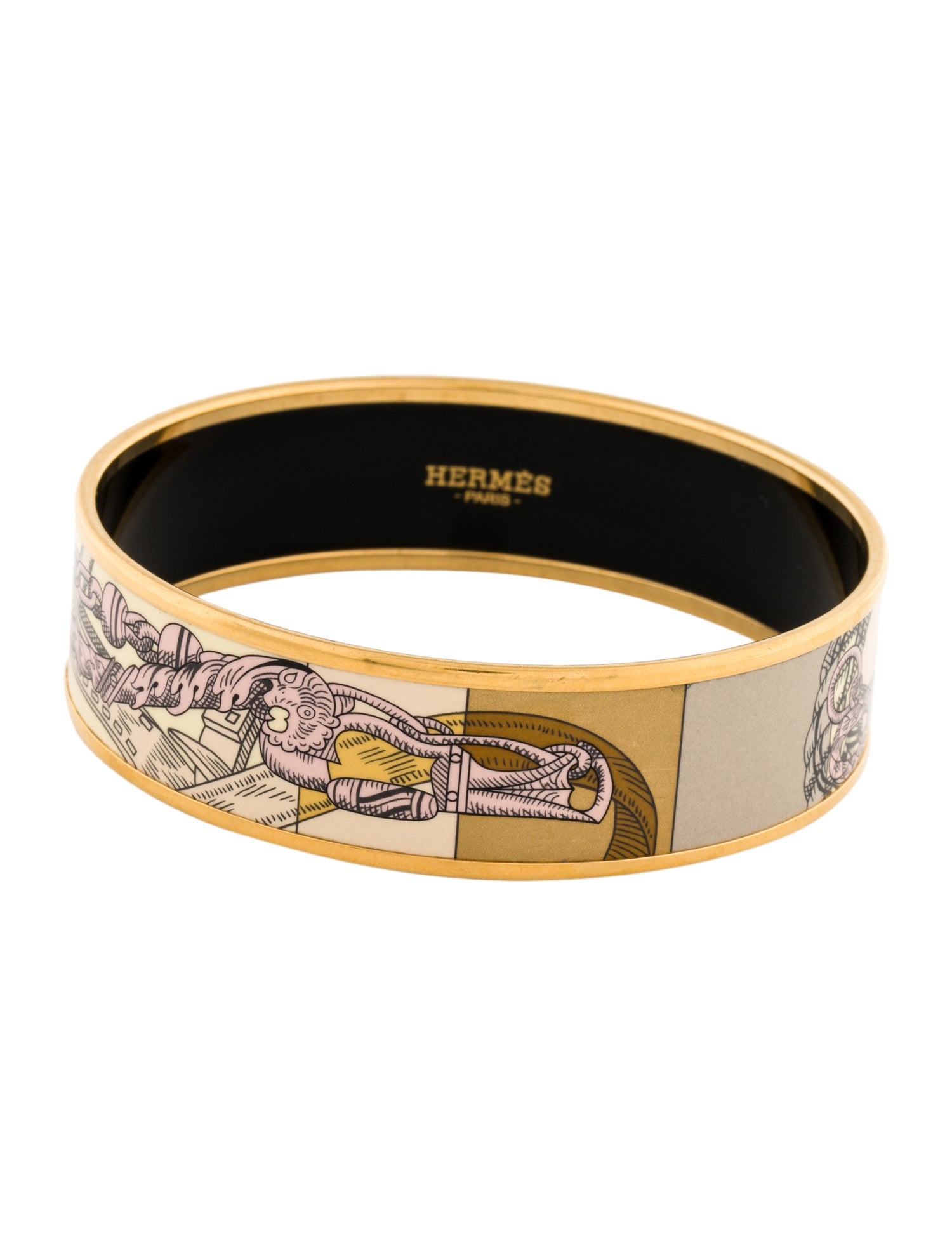 Hermès Wide Enamel Bangle - 18K Yellow Gold-Plated Bangle, Bracelets ...
