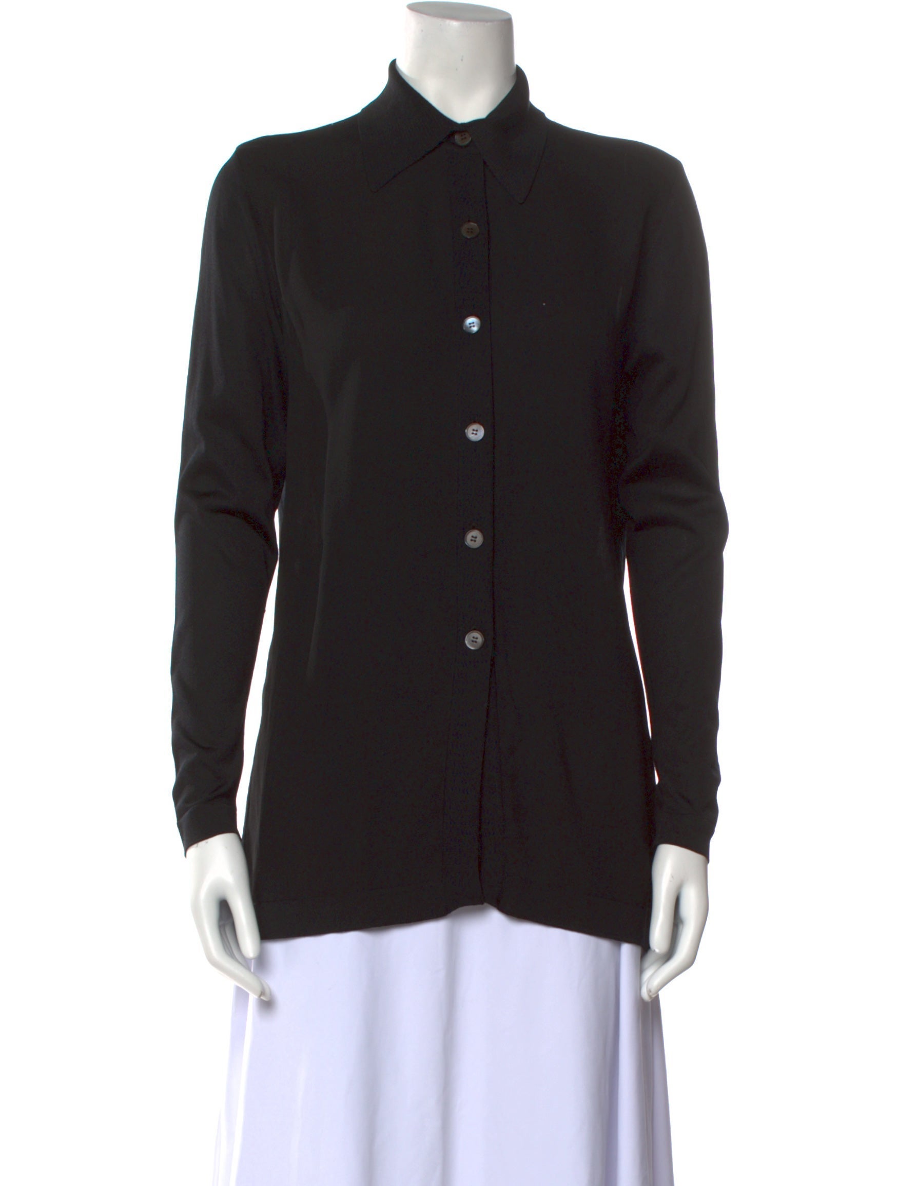 Hermès Long Sleeve Button-Up Top - Black Tops, Clothing - HER579133 ...