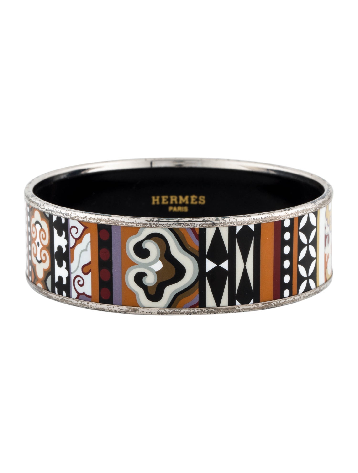 Hermès Enamel Wide Bangle - Palladium-Plated Bangle, Bracelets ...
