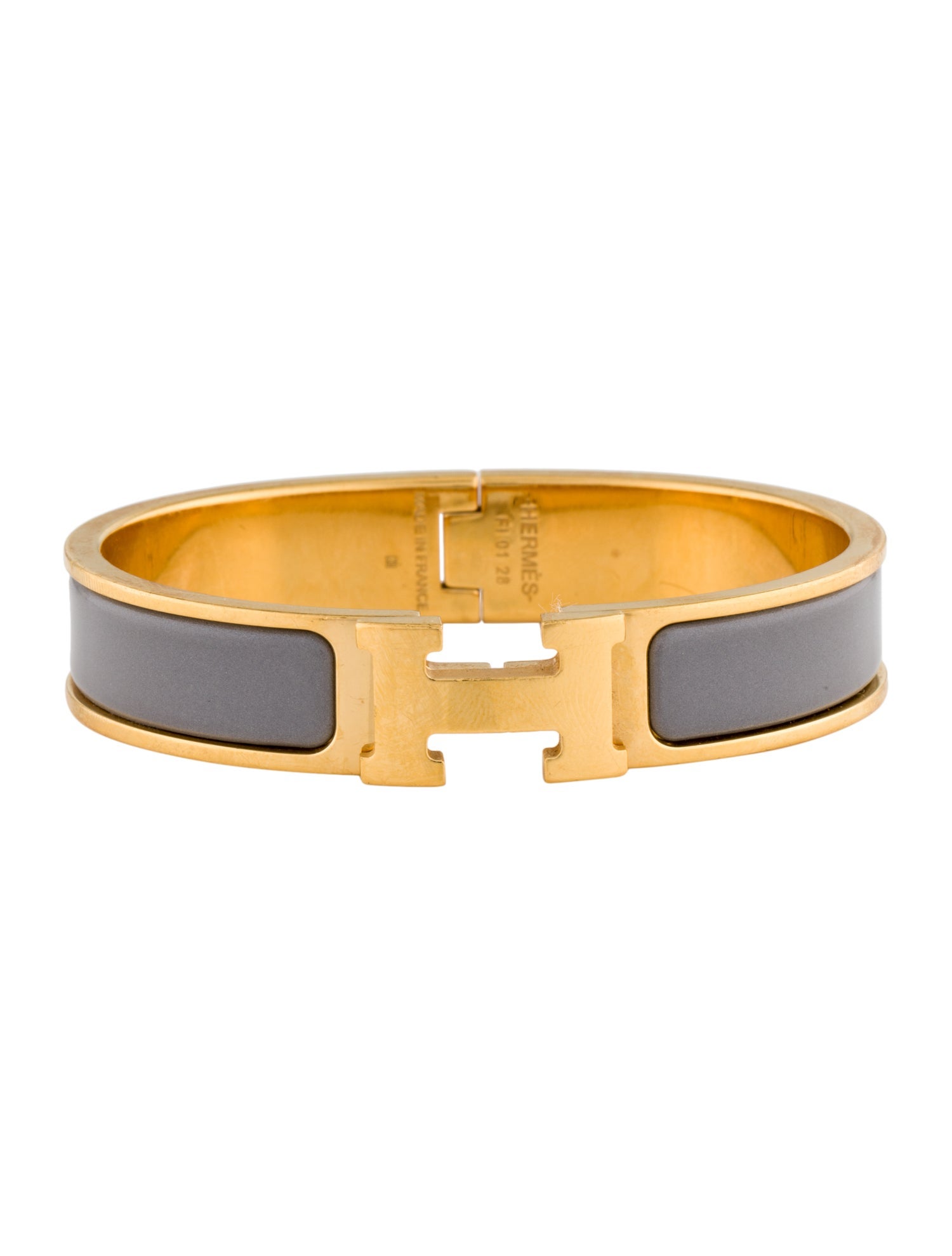 Hermès Clic H Bracelet - Grey, 18K Yellow Gold-Plated Bangle, Bracelets ...