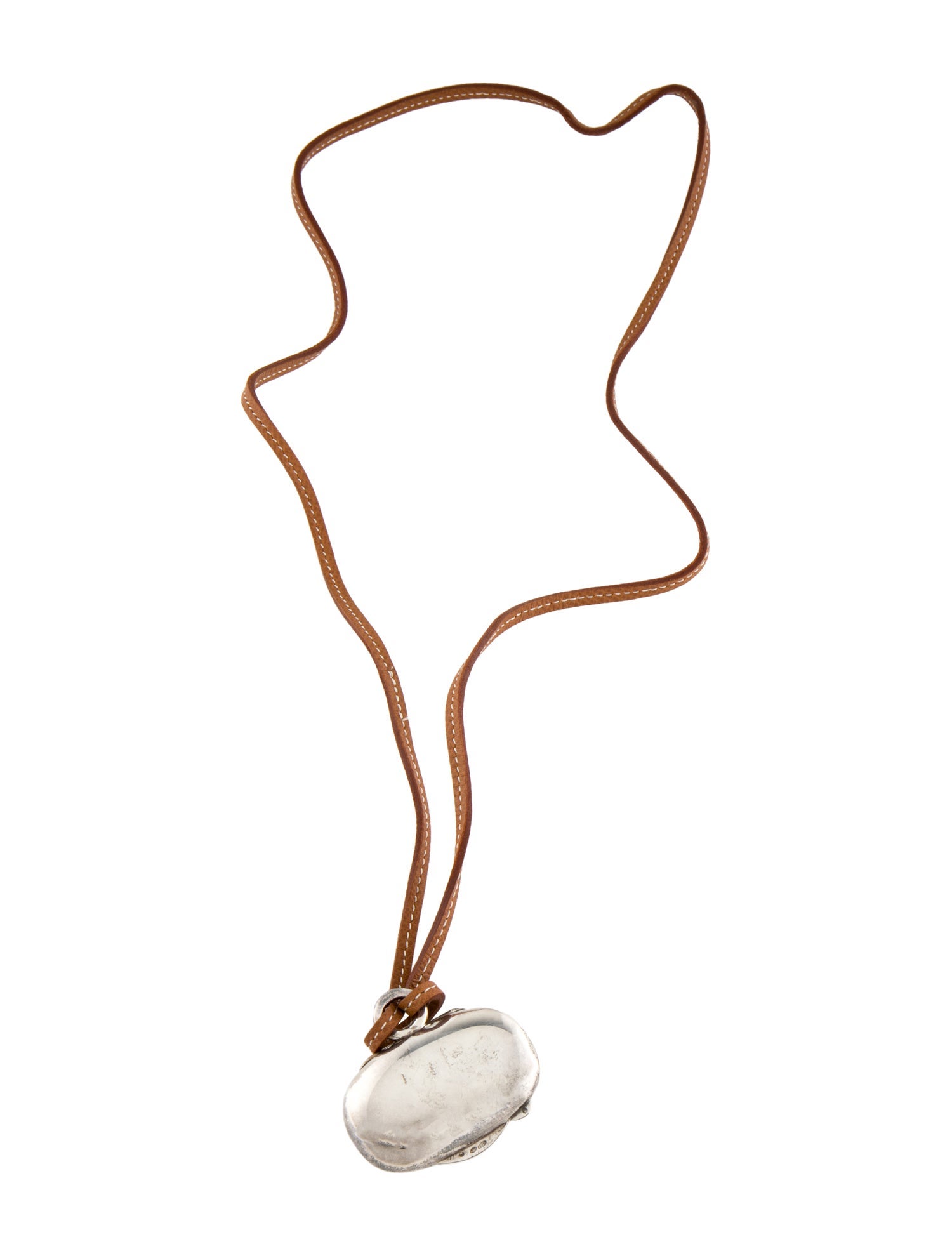 Hermès Leather Locket Pendant Necklace - Sterling Silver Pendant ...
