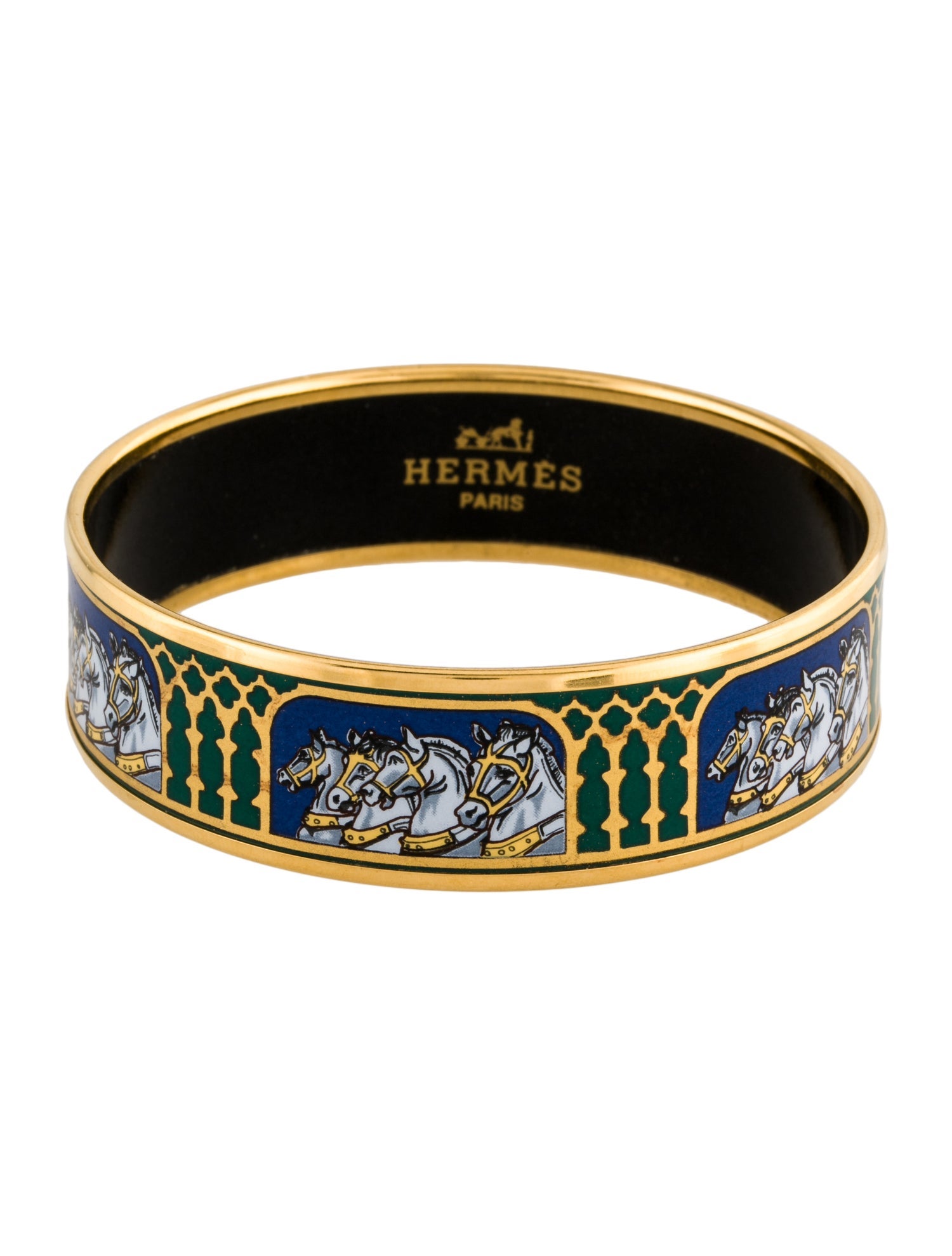 Hermès Wide Enamel Bangle - 18K Yellow Gold-Plated Bangle, Bracelets ...