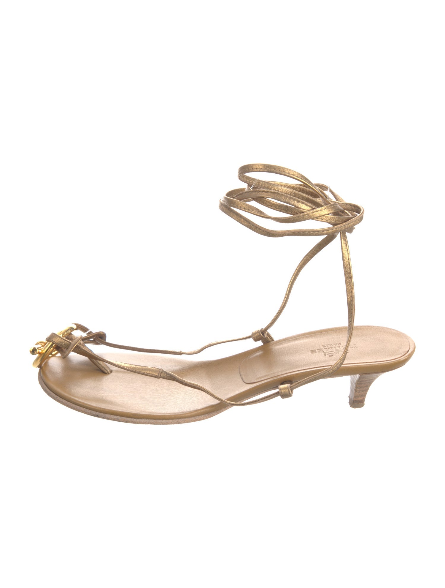 Hermès Leather Gladiator Sandals - Gold Sandals, Shoes - HER591690 ...