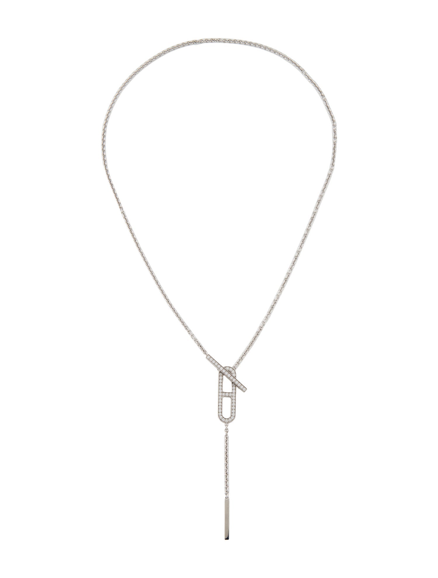 Hermès 18K Diamond Ever Chaine D' Ancre Lariat Necklace - Rhodium ...