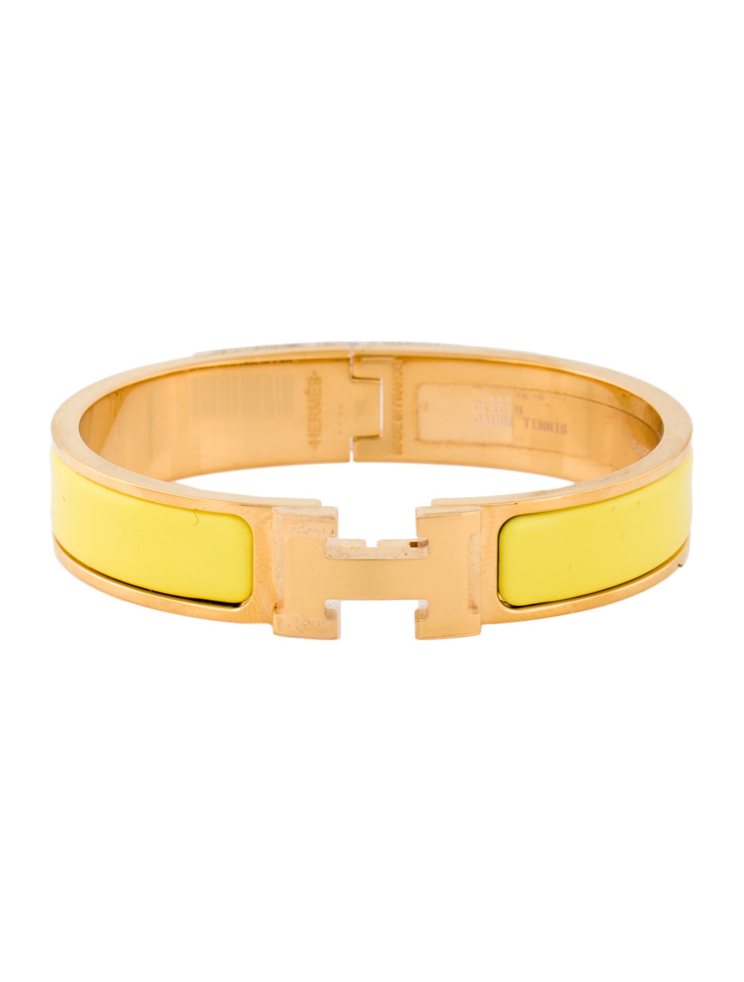 Hermès Enamel Narrow Hinged Bangle - Neutrals, 18K Rose Gold-Plated ...