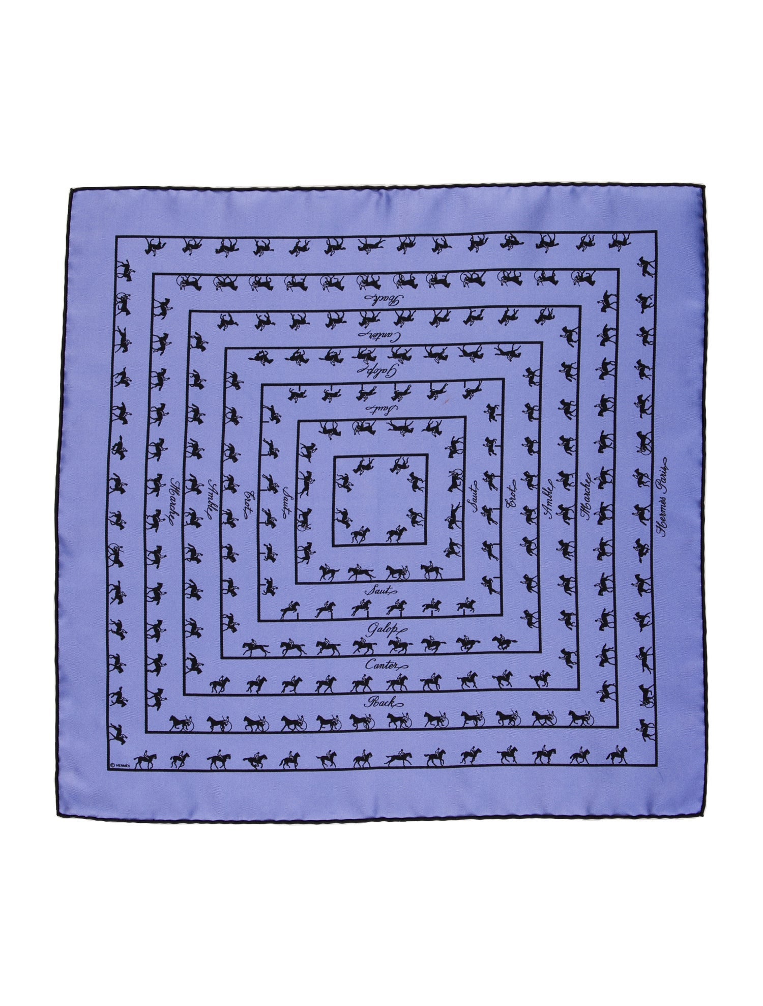 Hermès Saut Galop Canter Rack Pocket Square Scarf - Purple Scarves and ...