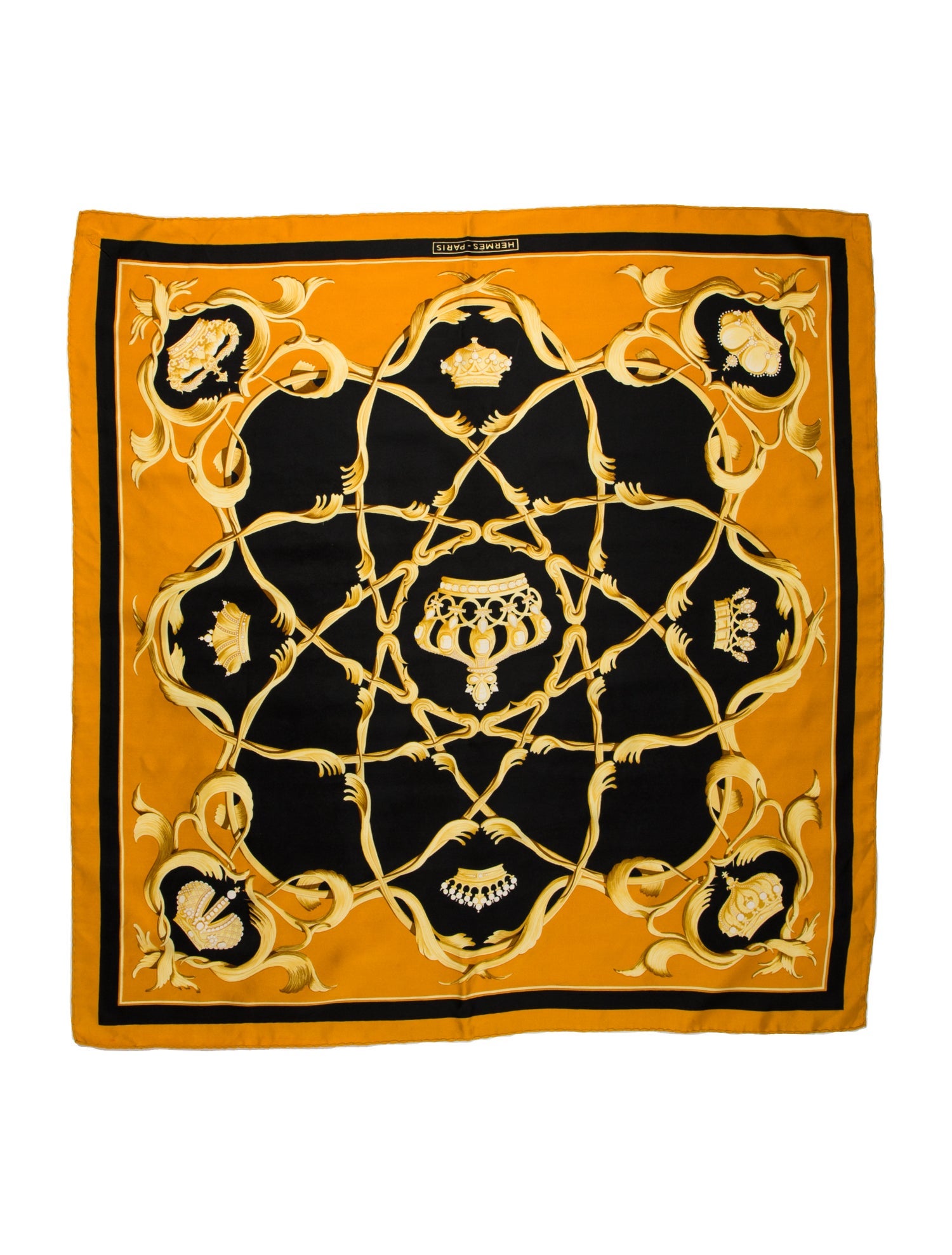 Hermès Couronnes Crown Silk Scarf - Orange Scarves and Shawls ...