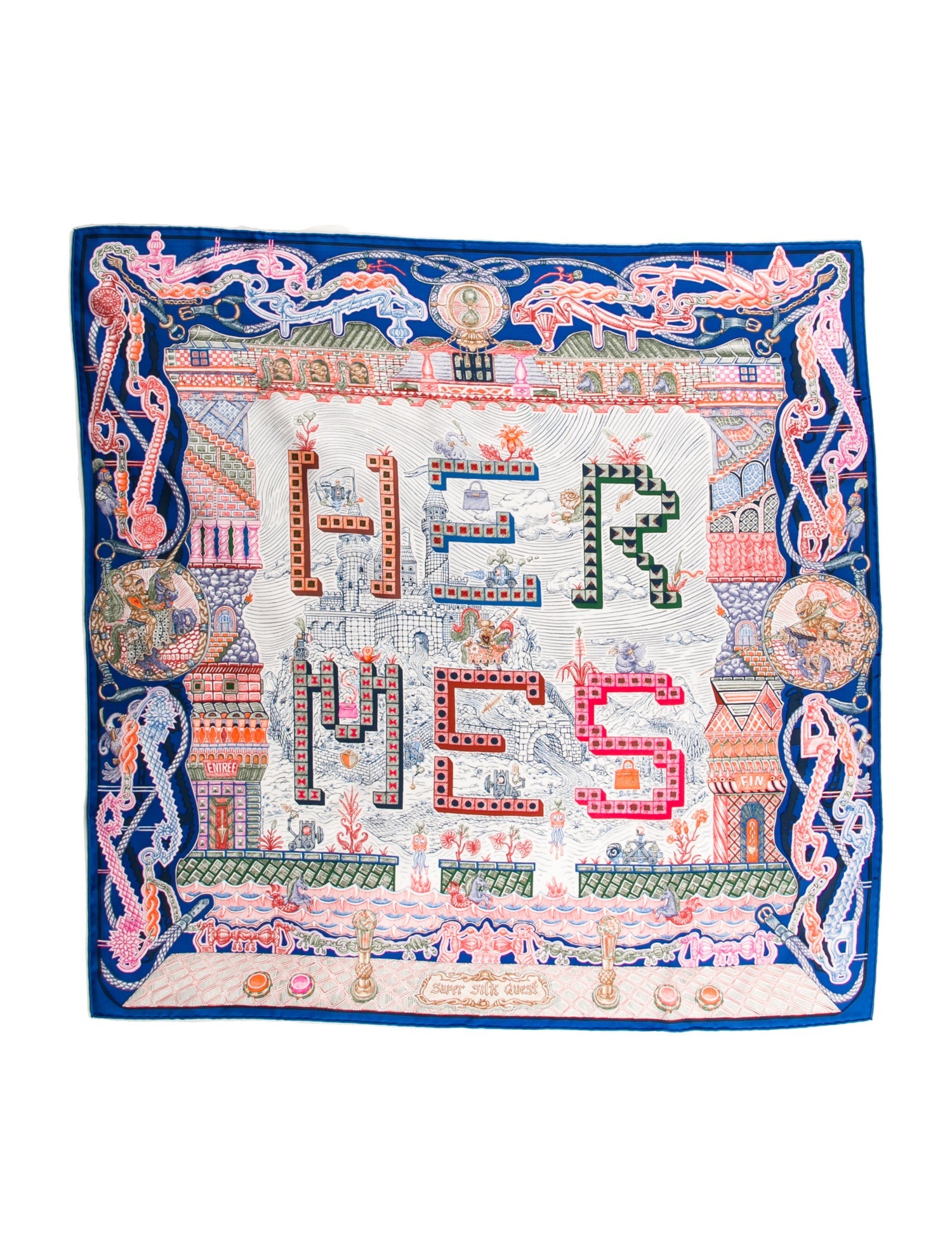 Hermès Super Silk Quest Silk Scarf w/ Tags - Blue Scarves and Shawls ...