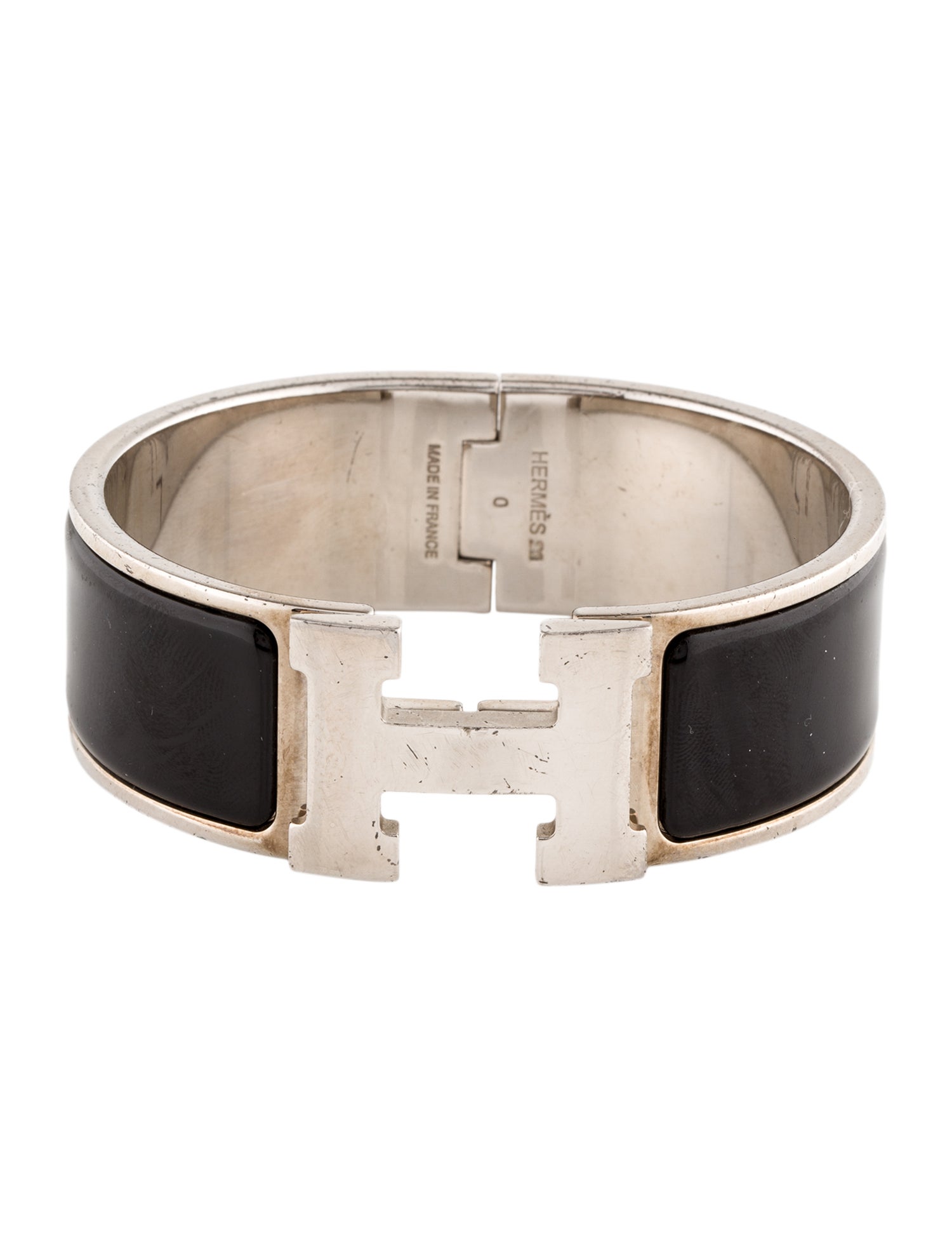Hermès Clic Clac H With Enamel Bangle Bracelet - Black, Palladium ...