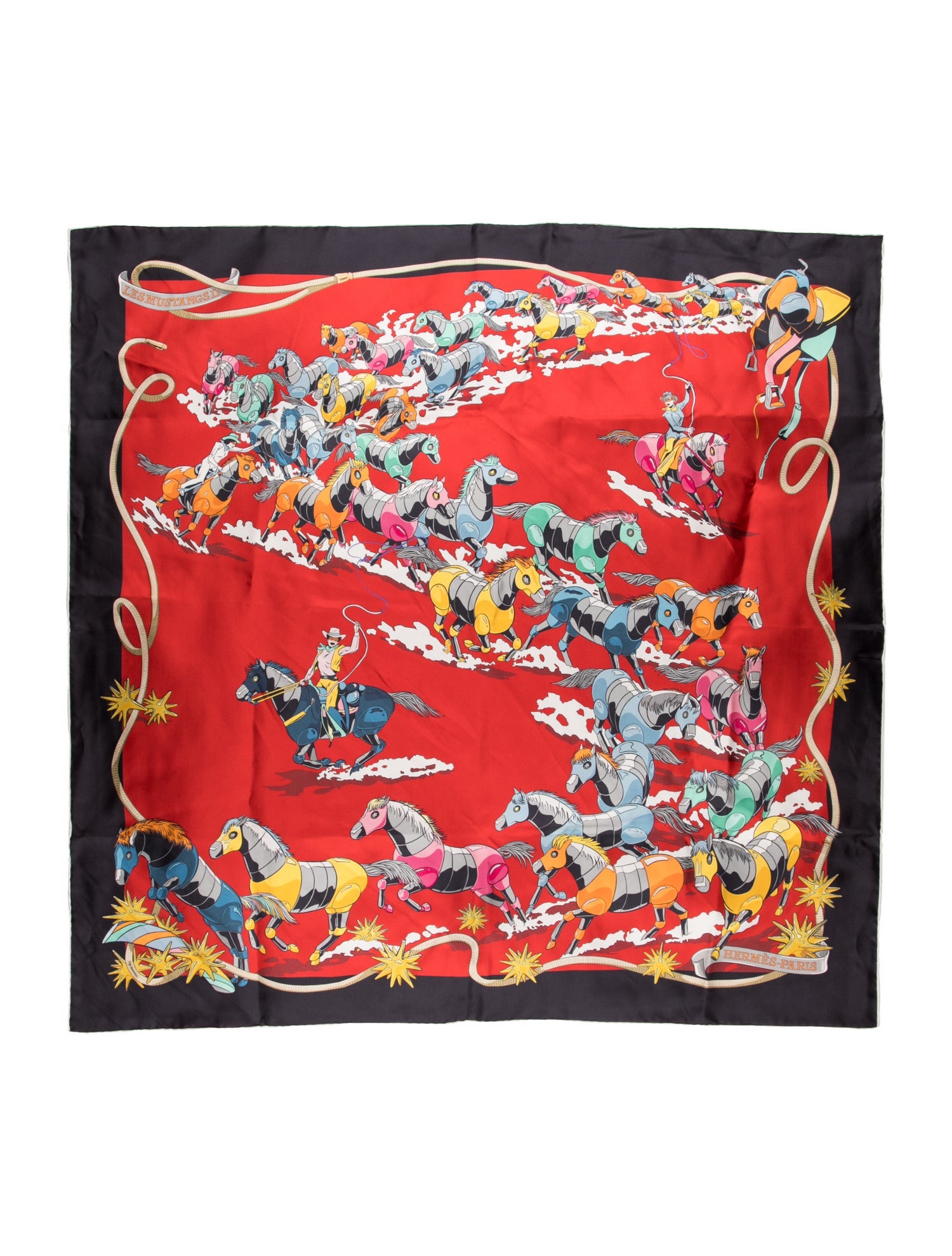 Hermès Les Mustangs II Double Face Silk Scarf - Red Scarves and Shawls ...