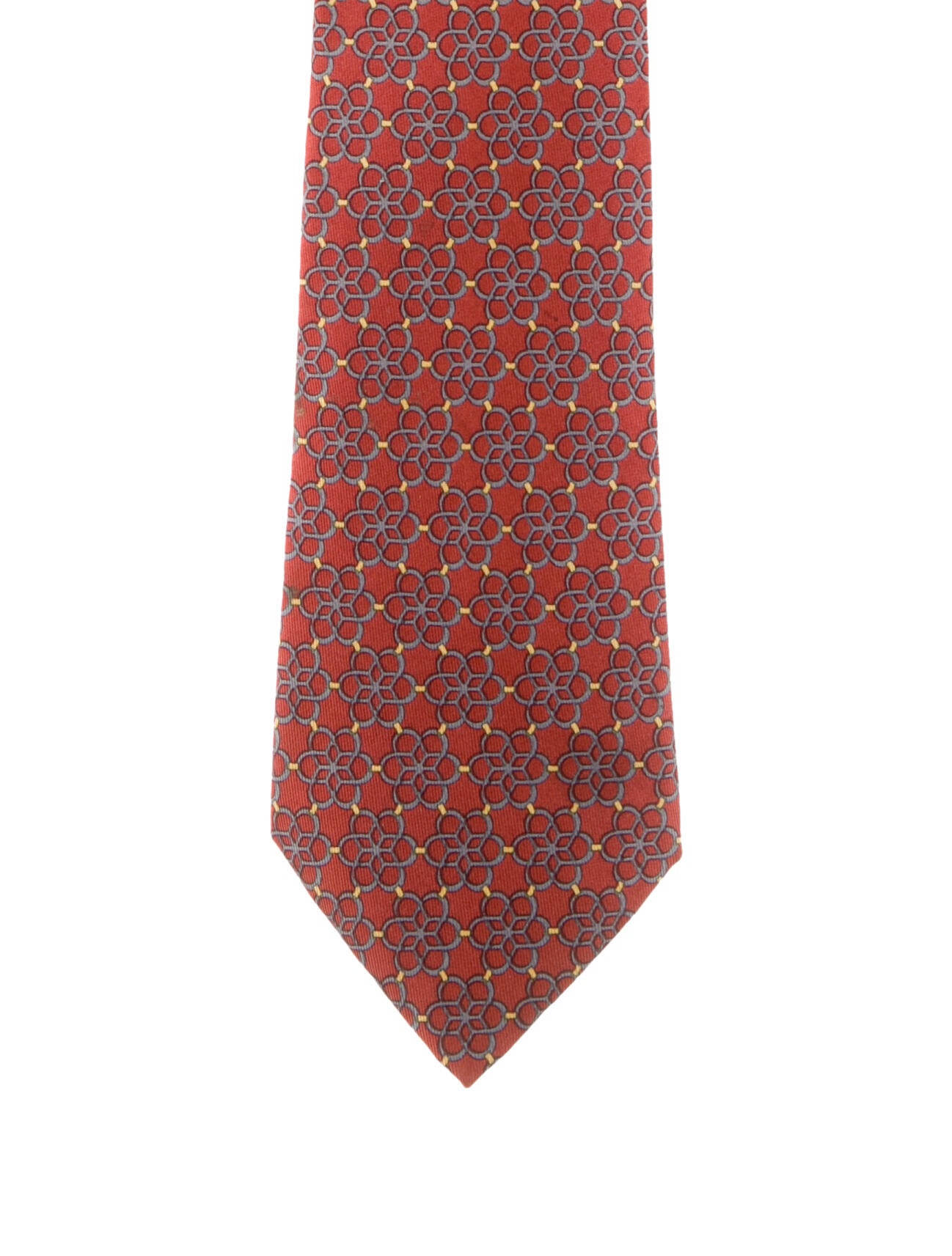 Hermès Silk Patterned Tie - Burgundy Ties, Suiting Accessories ...