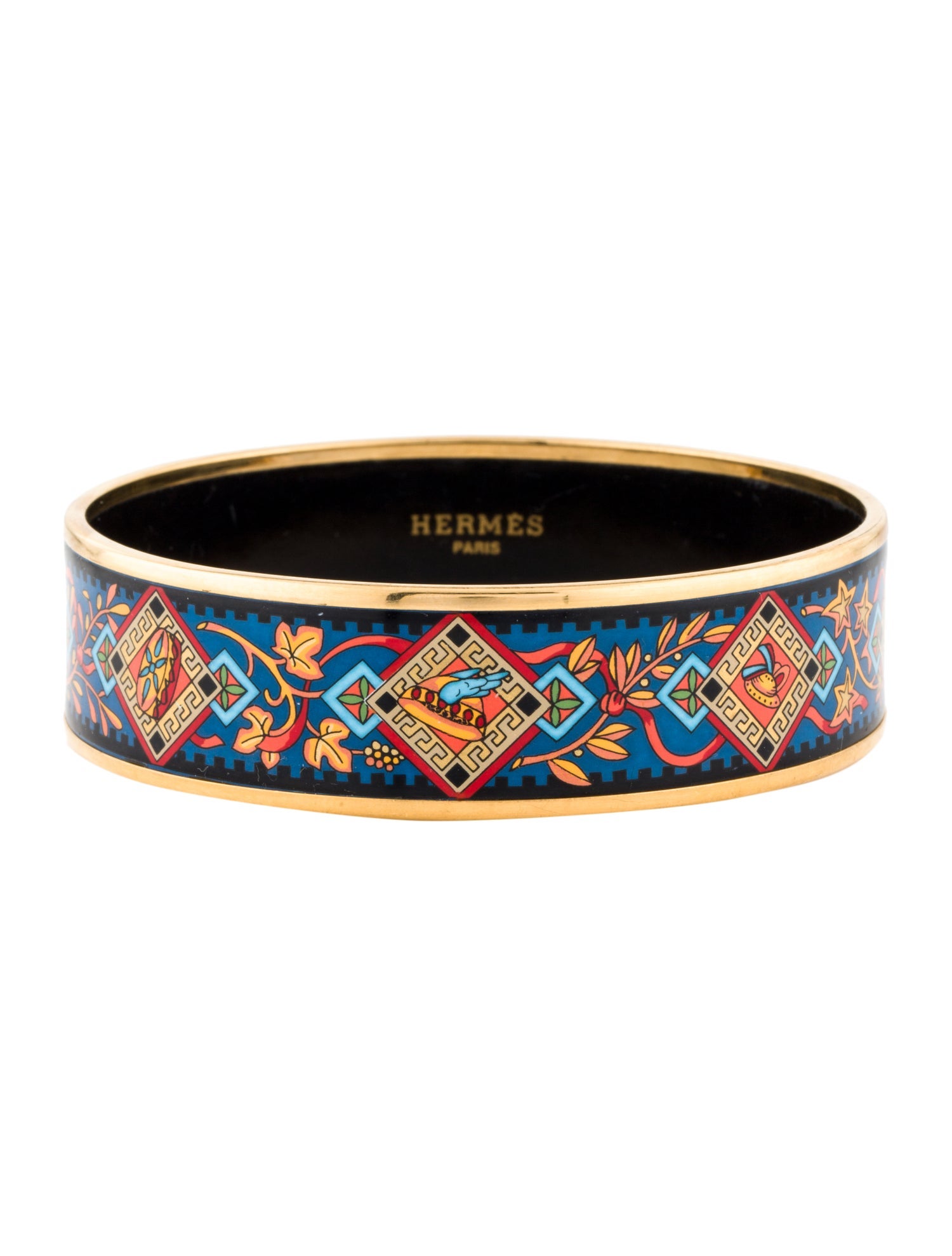 Hermès Enamel Wide Bangle - Green, Palladium-Plated Bangle, Bracelets ...