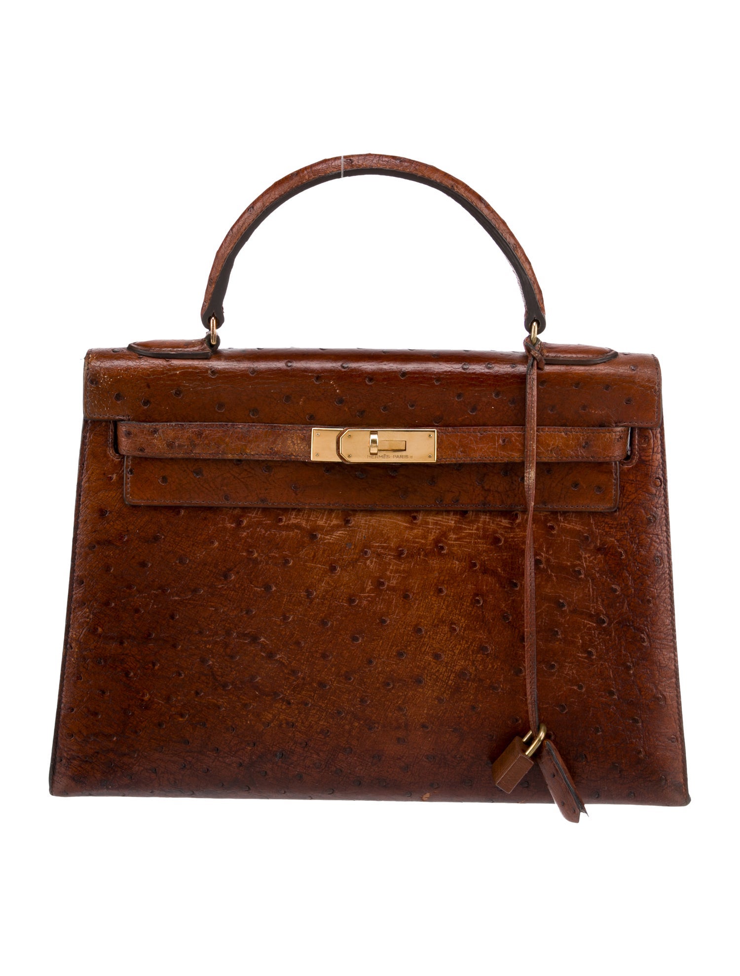 Hermès Ostrich Kelly I Sellier 32 - Brown Handle Bags, Handbags ...