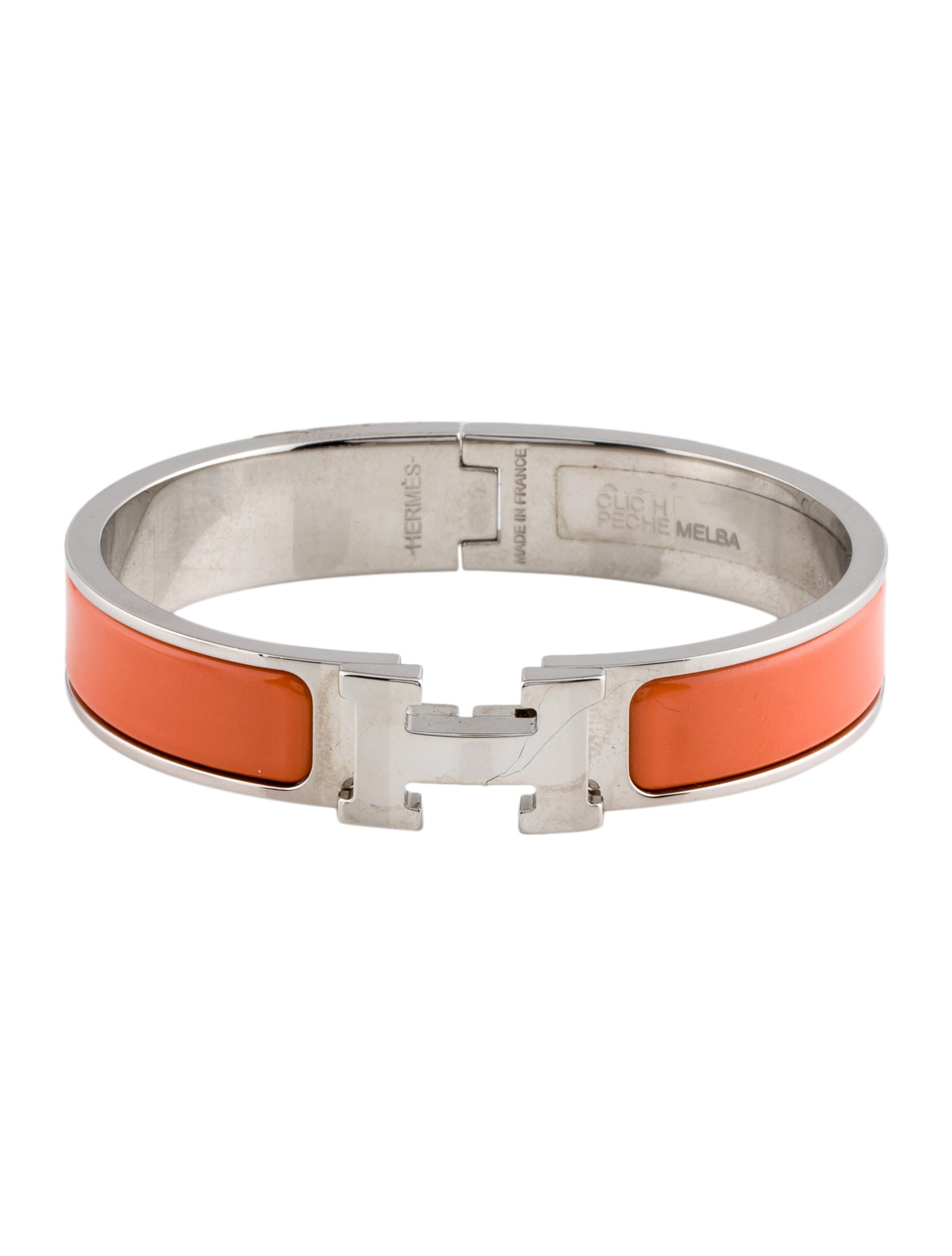 Hermès Clic H Bracelet - Orange, Palladium-Plated Bangle, Bracelets - HER602060 | The RealReal
