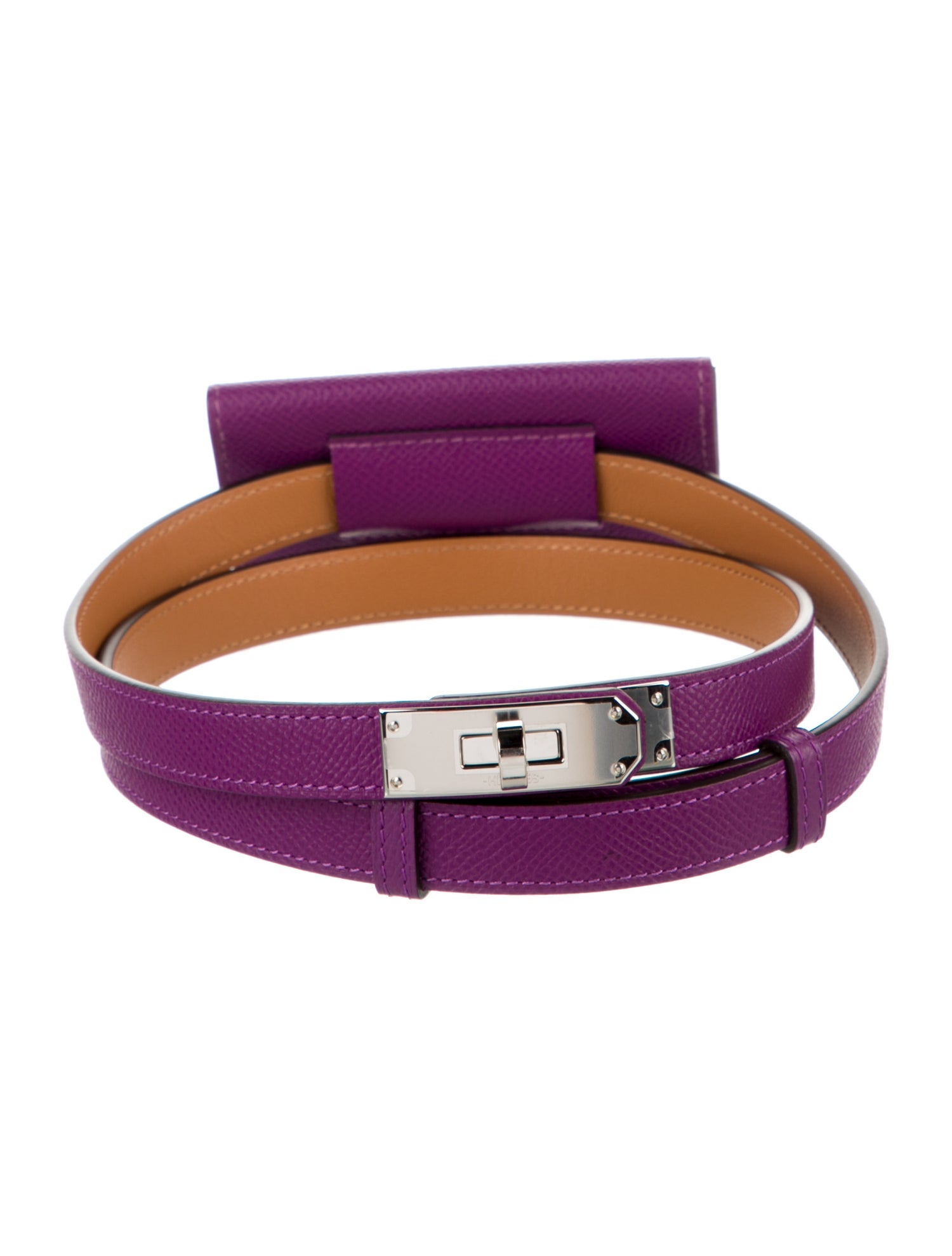 Hermès 18 mm Epsom Leather Kelly Belt - Purple Belts, Accessories ...