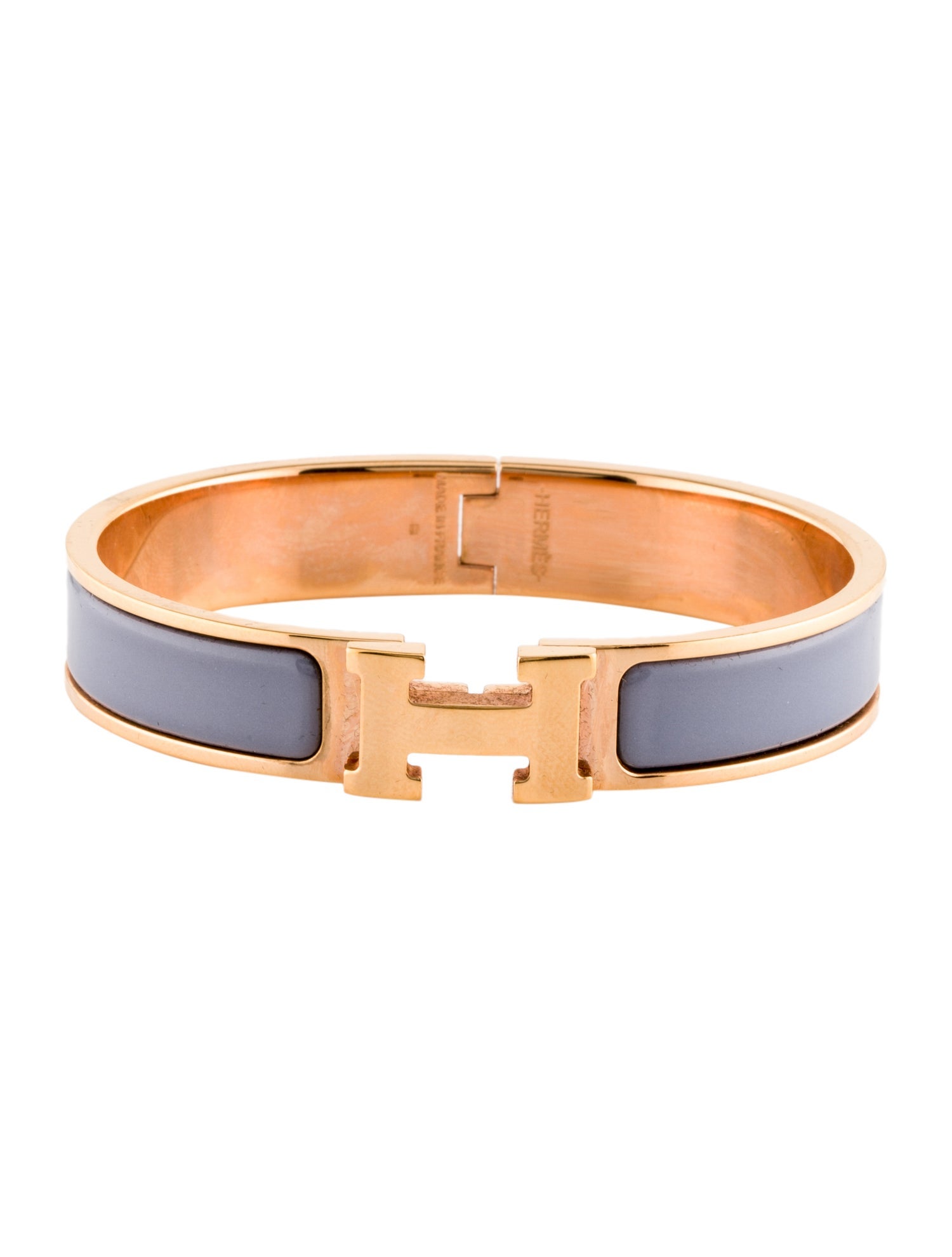 Hermès Equateur Narrow Hinged Bracelet - Green, 18K Rose Gold-Plated ...