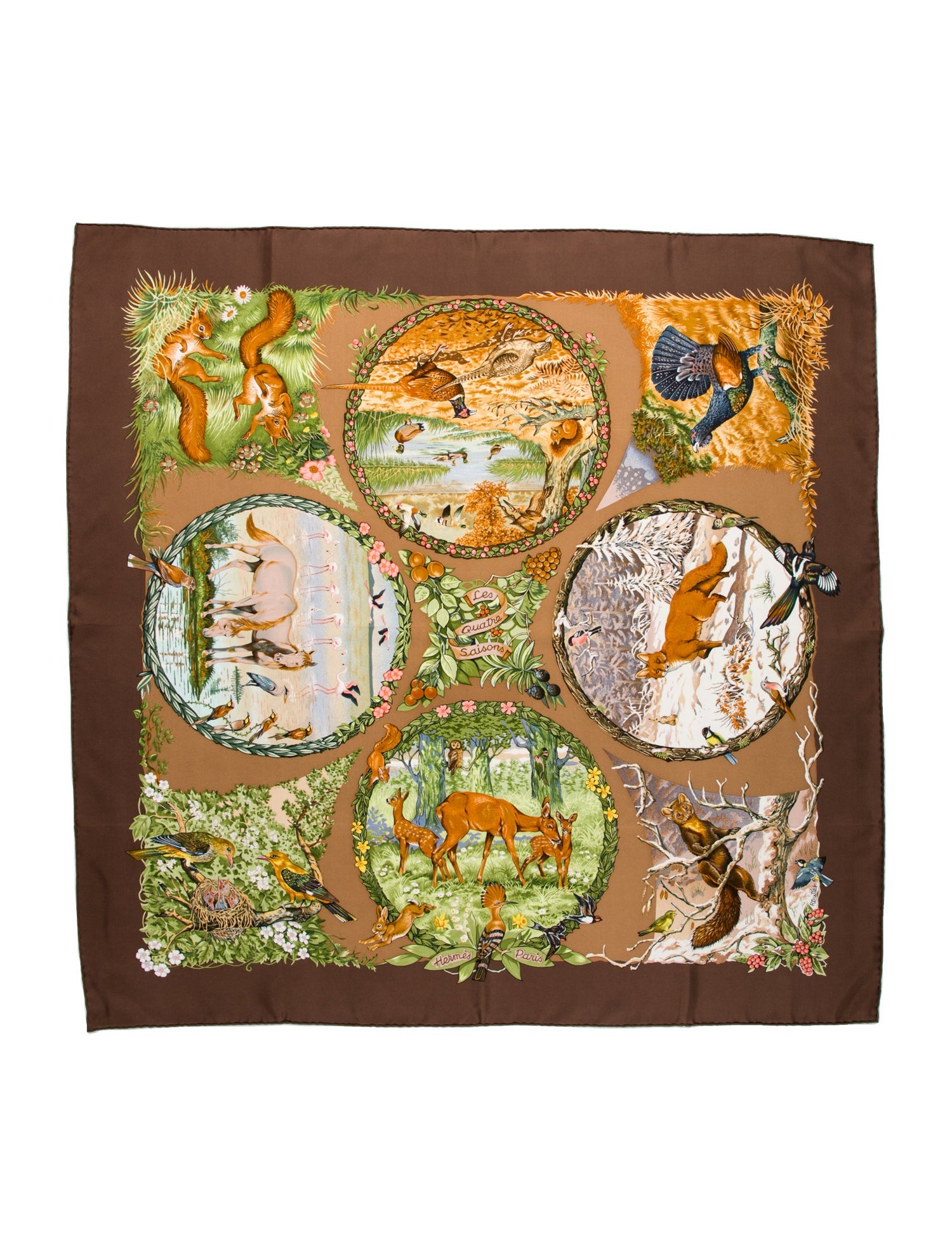 Hermès Les Quatre Saisons Silk Scarf - Brown Scarves and Shawls ...