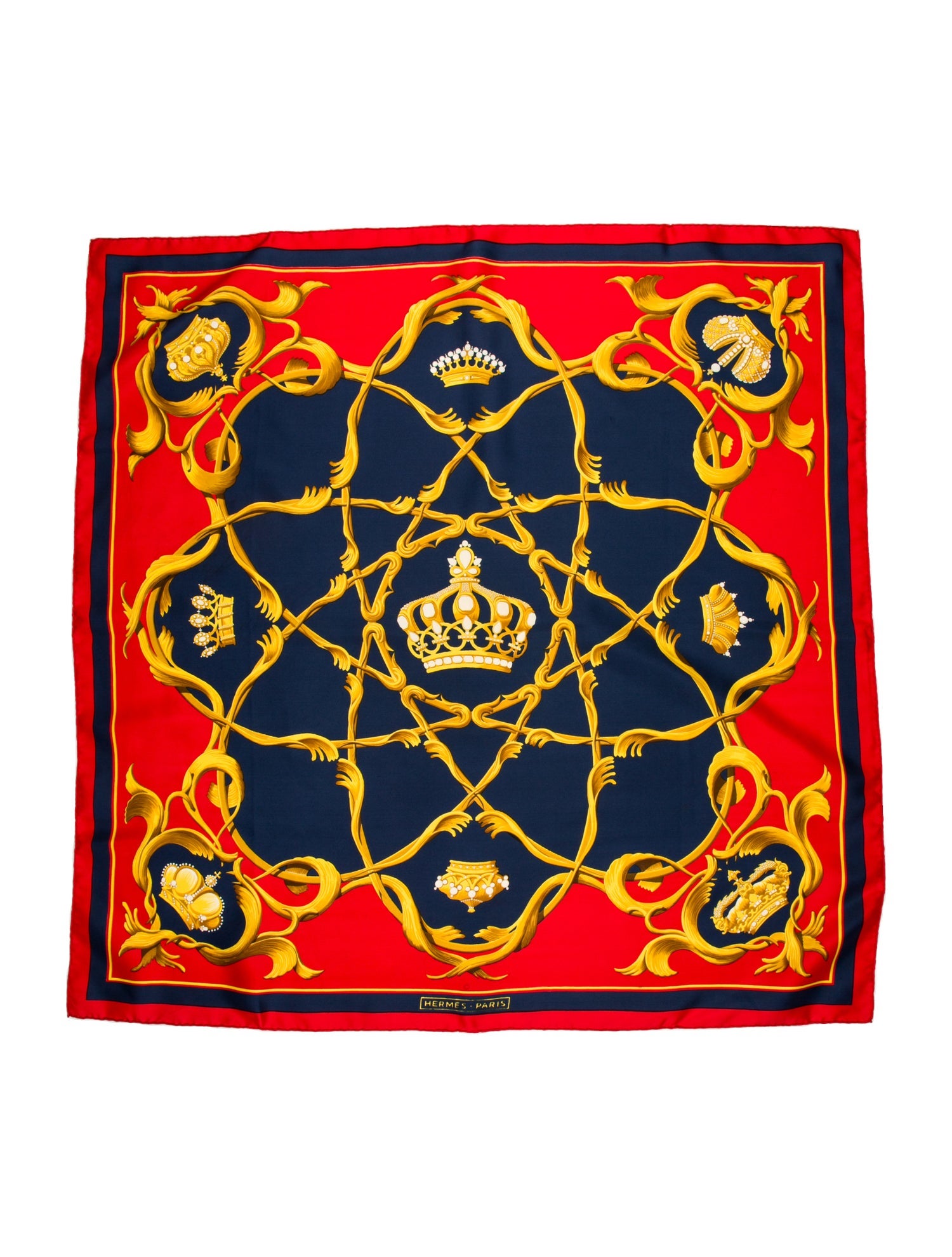 Hermès Couronnes Crown Silk Scarf - Blue Scarves and Shawls ...