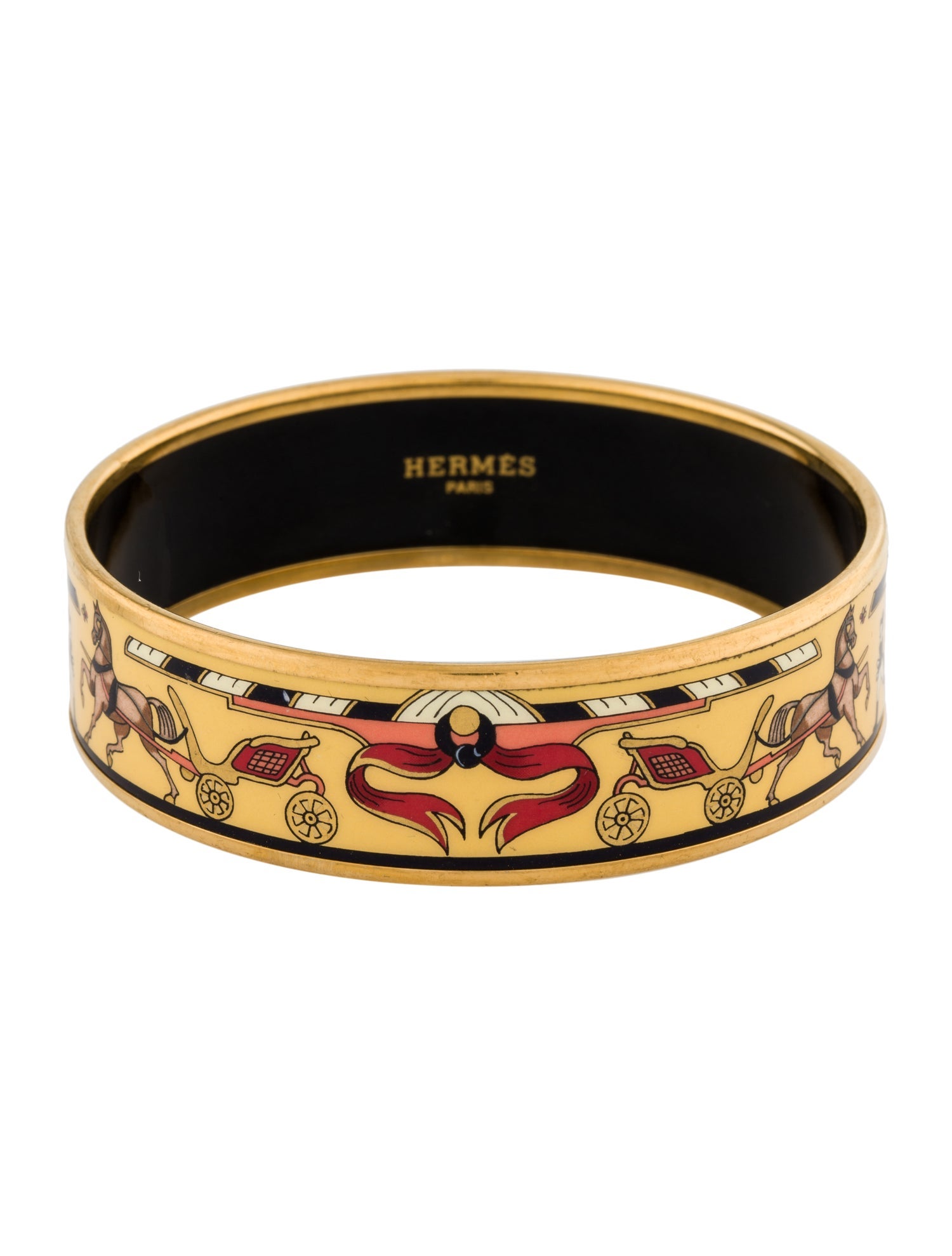 Hermès Narrow Enamel Bangle Bracelet - Orange, 18K Yellow Gold-Plated ...