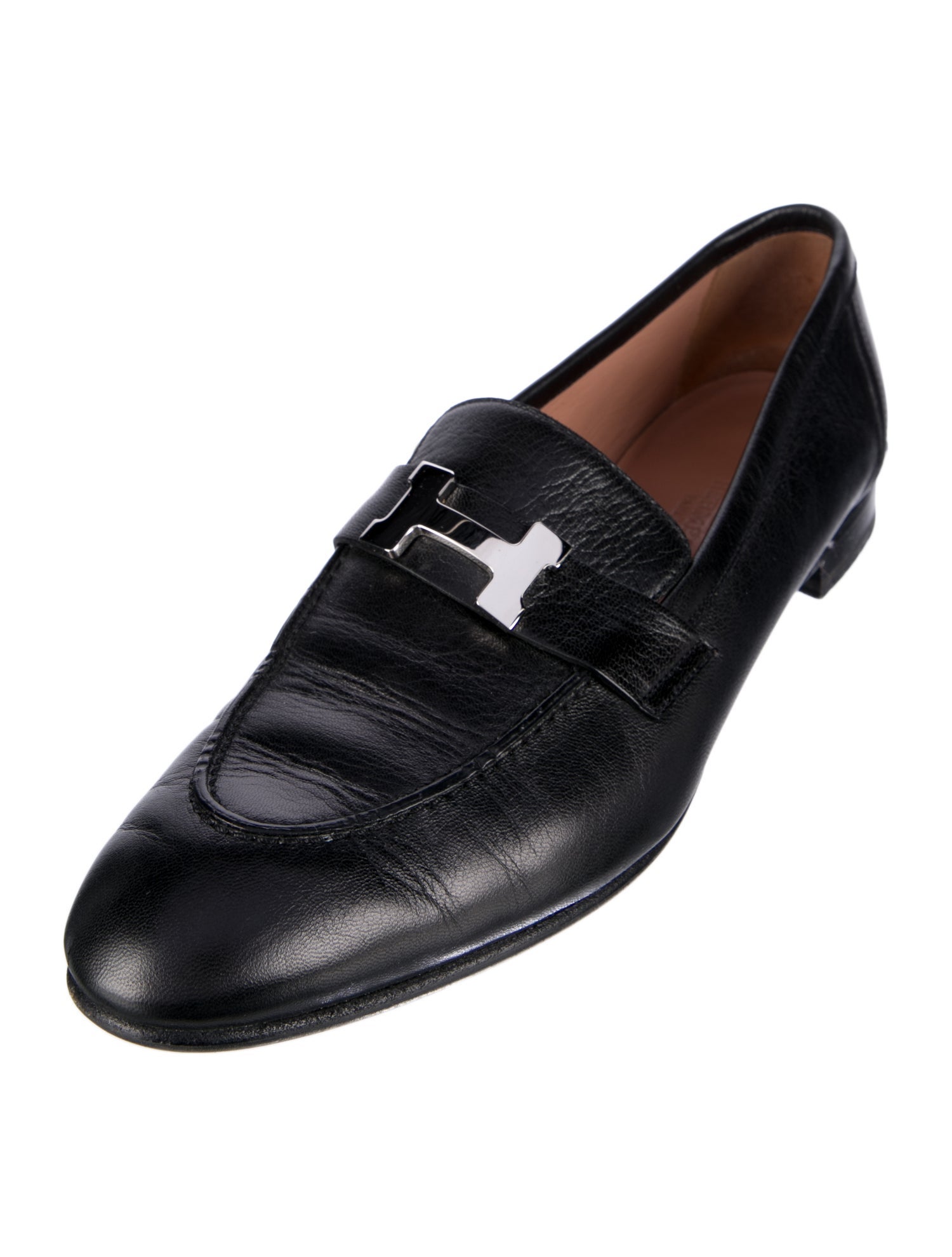 Hermès H Logo Leather Loafers - Black Flats, Shoes - HER611653 | The ...